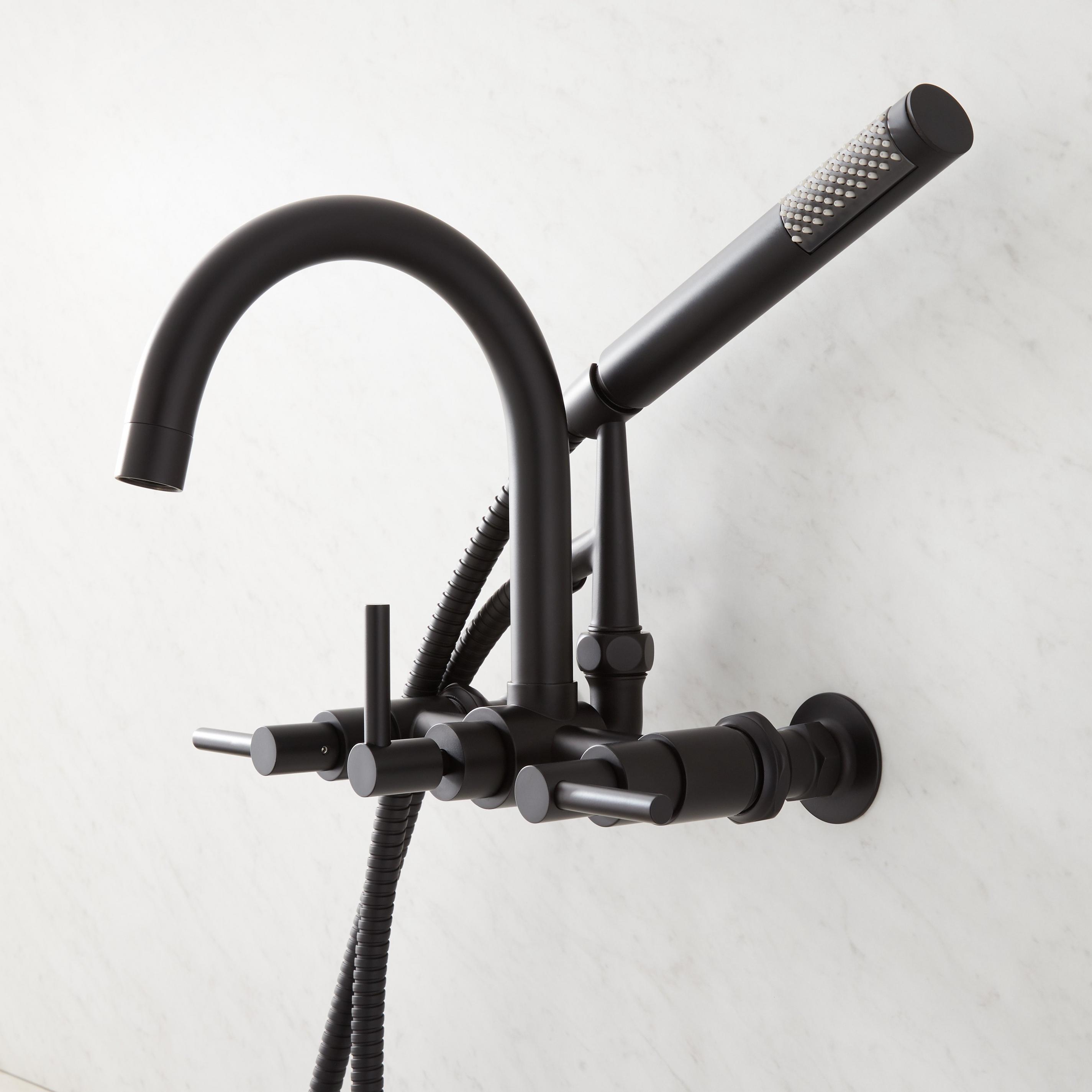 Sebastian Wall-Mount Tub Faucet with Lever Handles and Wall Couplers ...