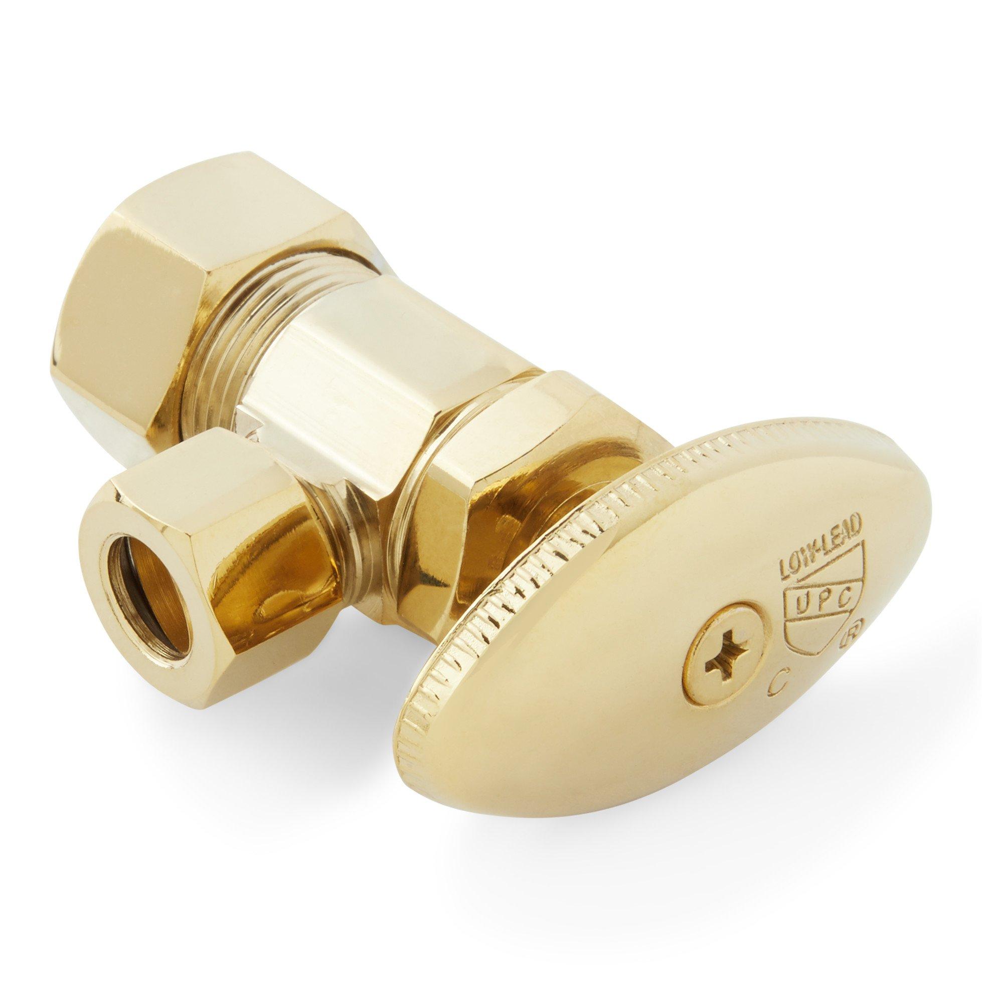 Angle Stop with Oval Handle - 5/8" X 3/8" - Polished Brass | Signature ...