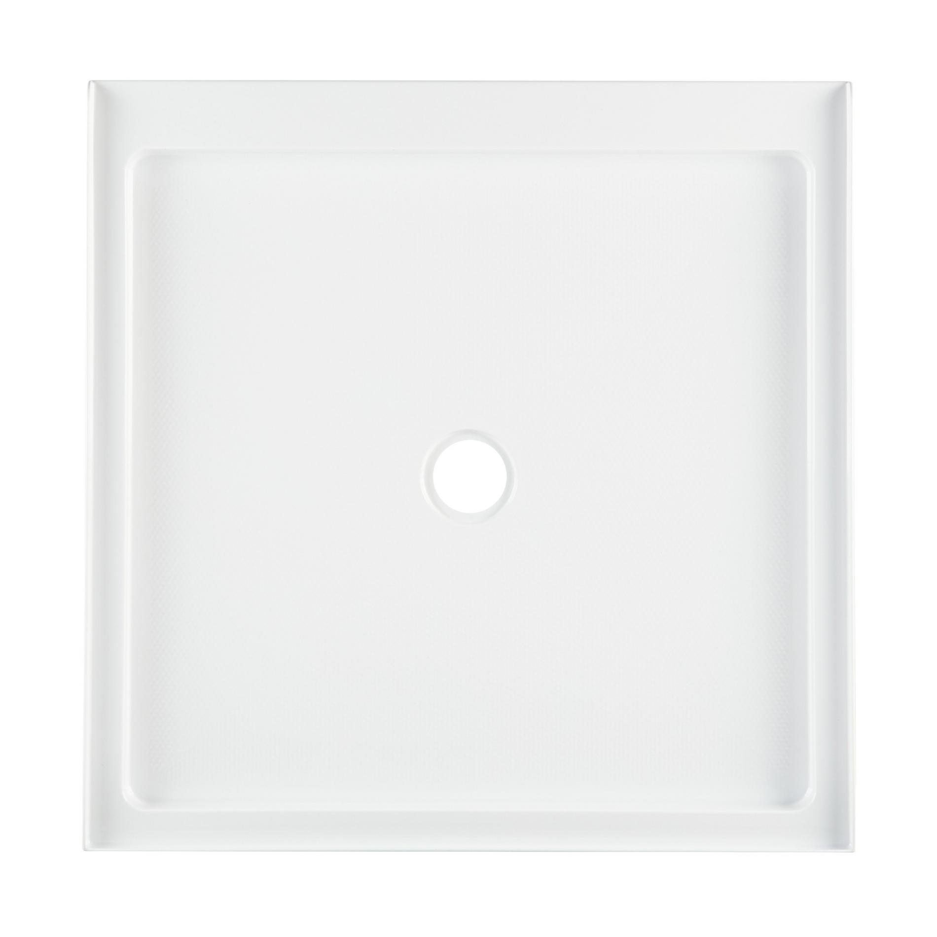 36" x 36" Acrylic Shower Tray - Center Drain - White | Signature Hardware