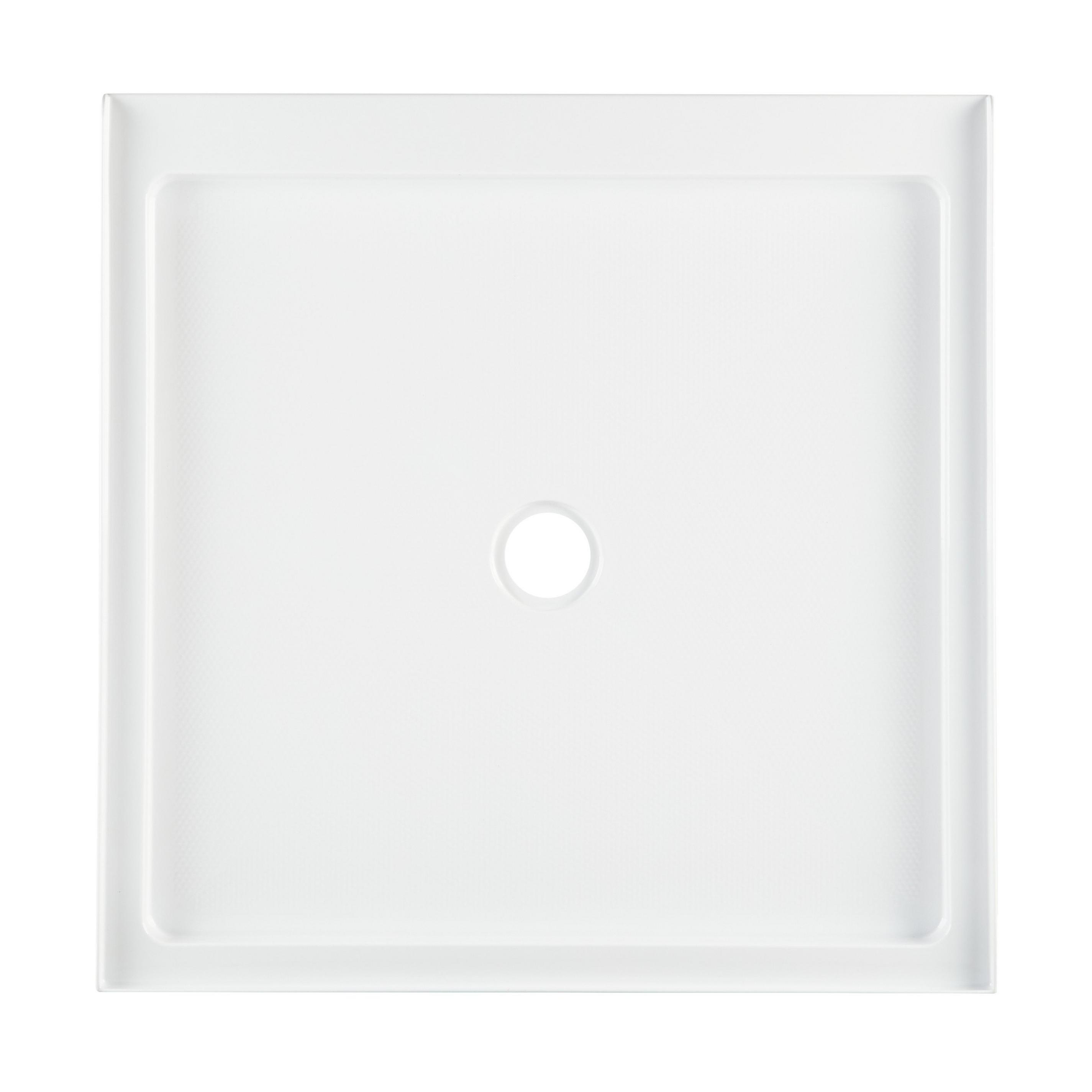 36" x 36" Acrylic Shower Tray - Center Drain - White | Signature Hardware