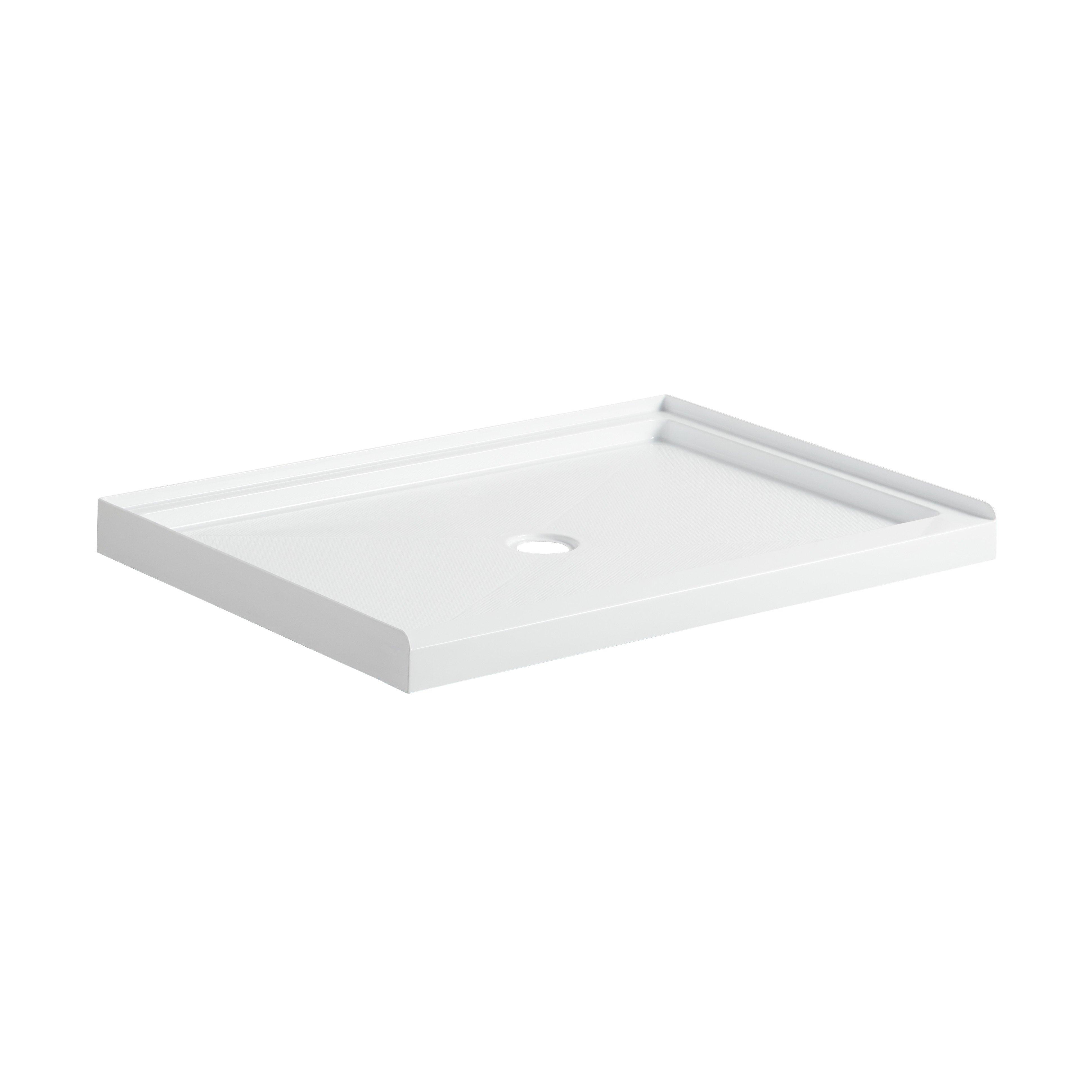 48" Acrylic Shower Tray - Center Drain - White | Signature Hardware