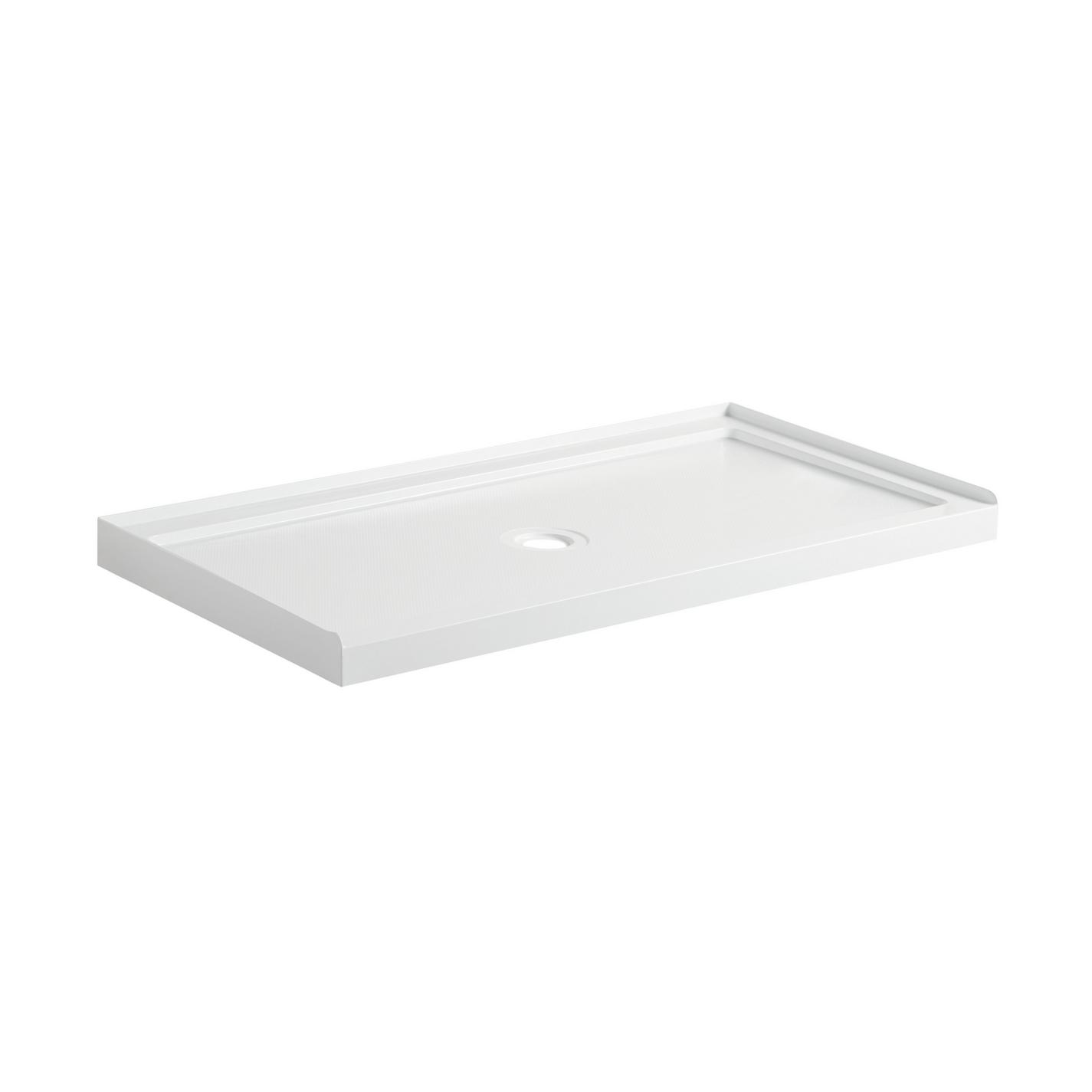 60" x 34" Acrylic Shower Tray - Center Drain - White | Signature Hardware