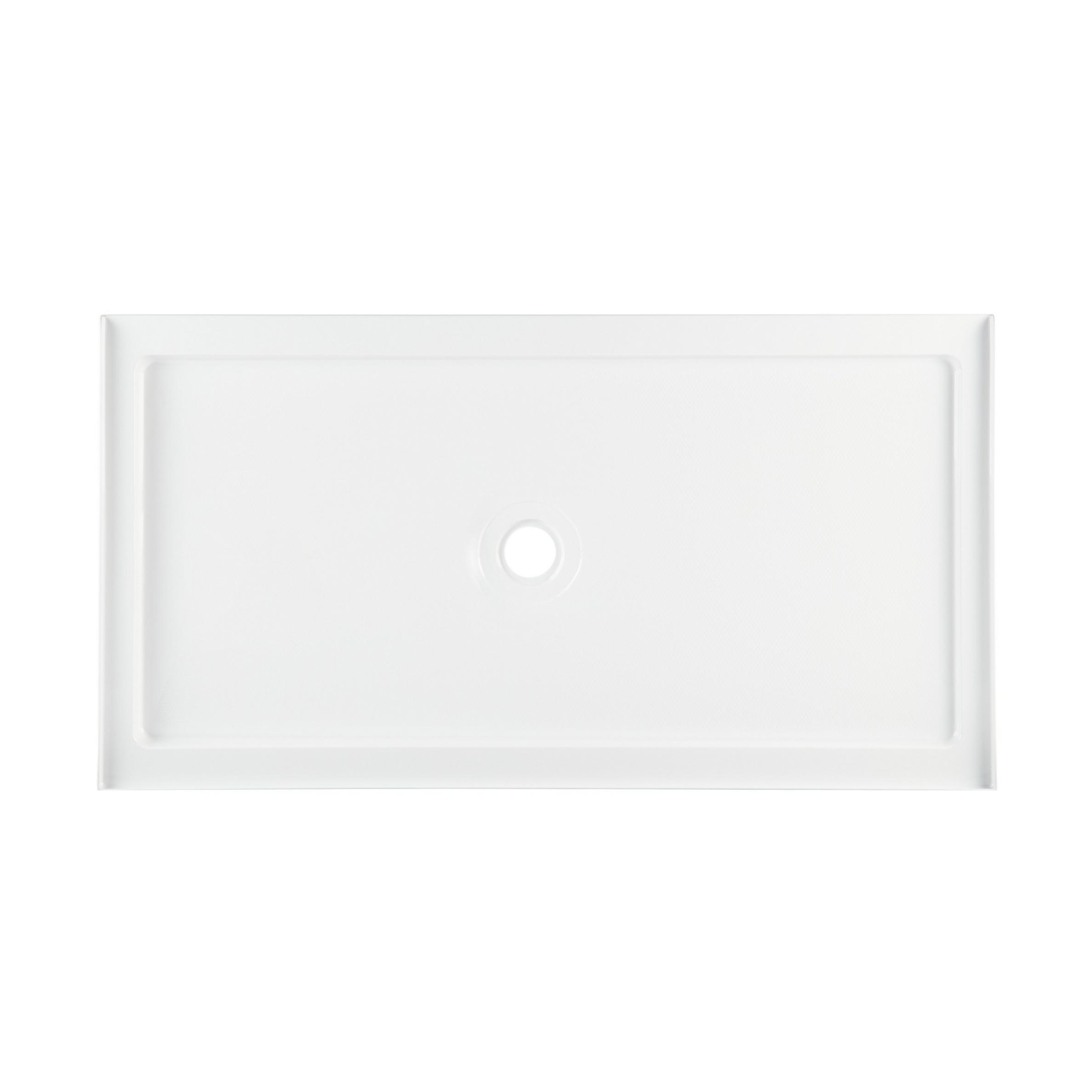 60" x 34" Acrylic Shower Tray - Center Drain - White | Signature Hardware