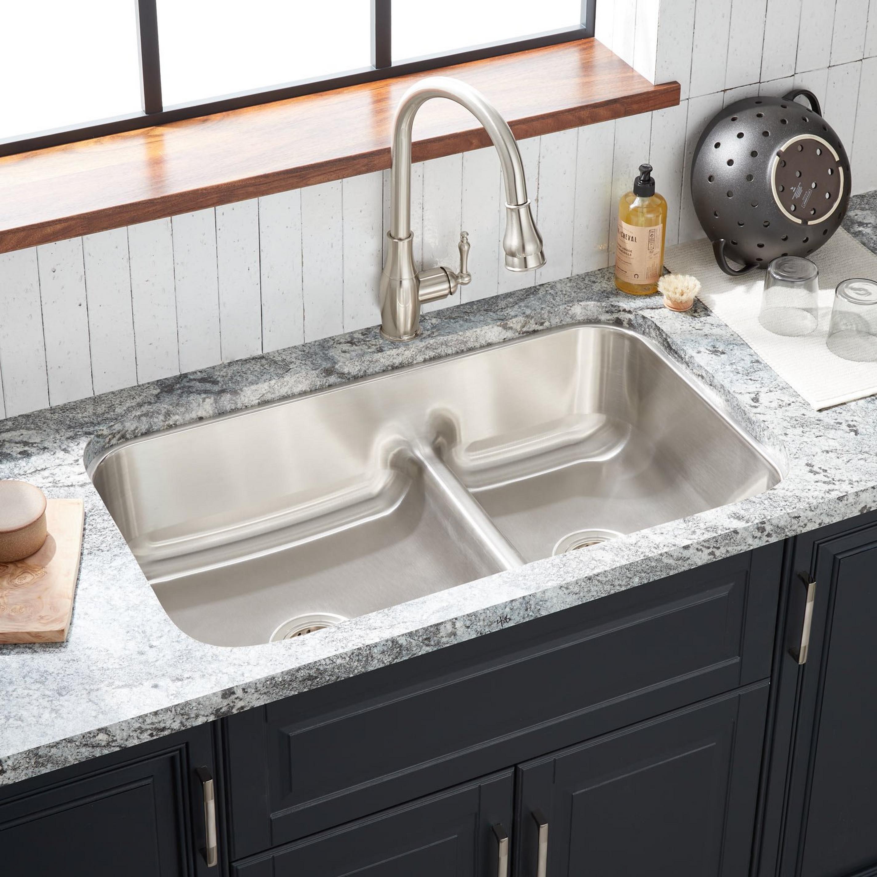 34" Calverton Stainless Steel Double Undermount Kitchen Sink ...