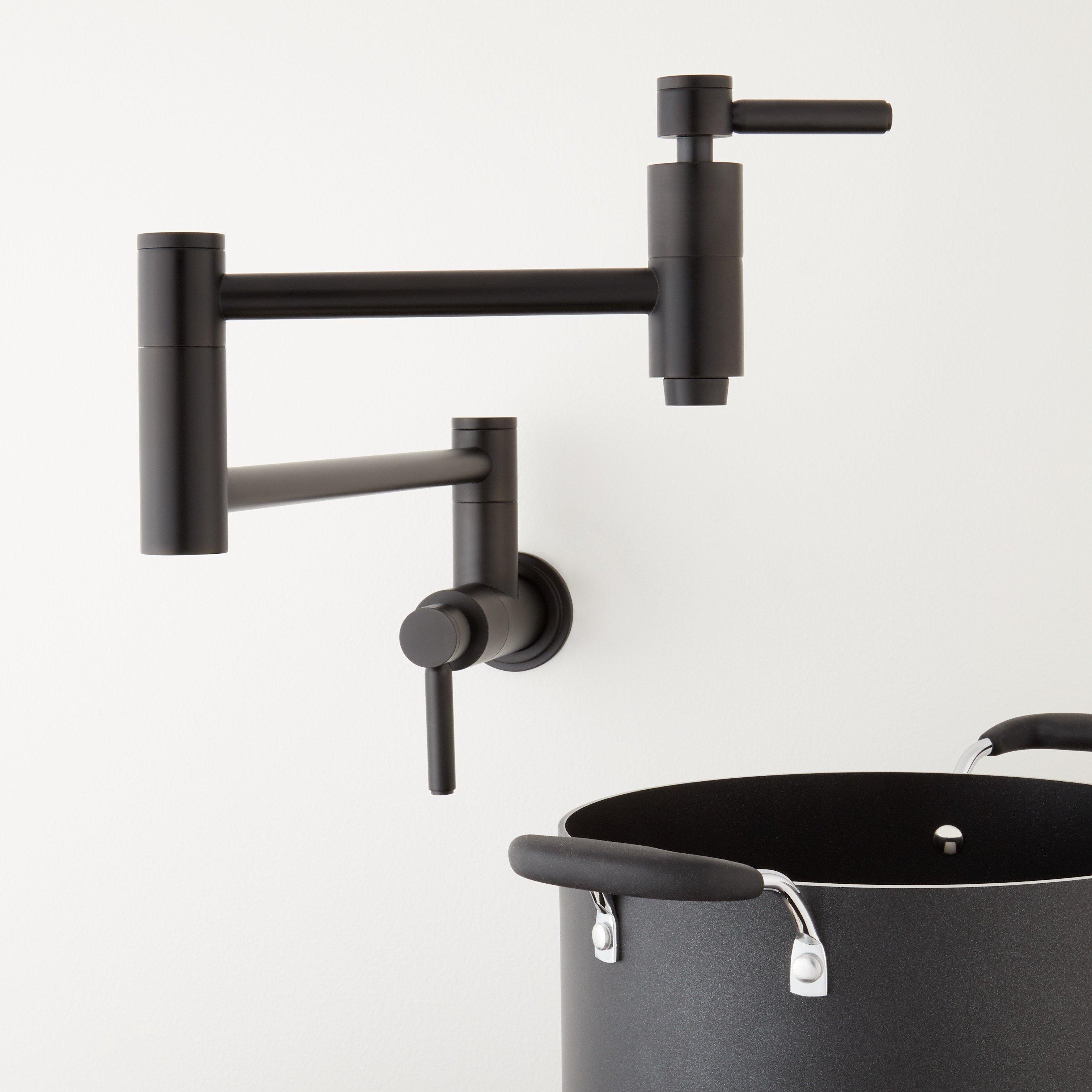 Contemporary Retractable Wall-Mount Pot Filler Faucet - Metal ...