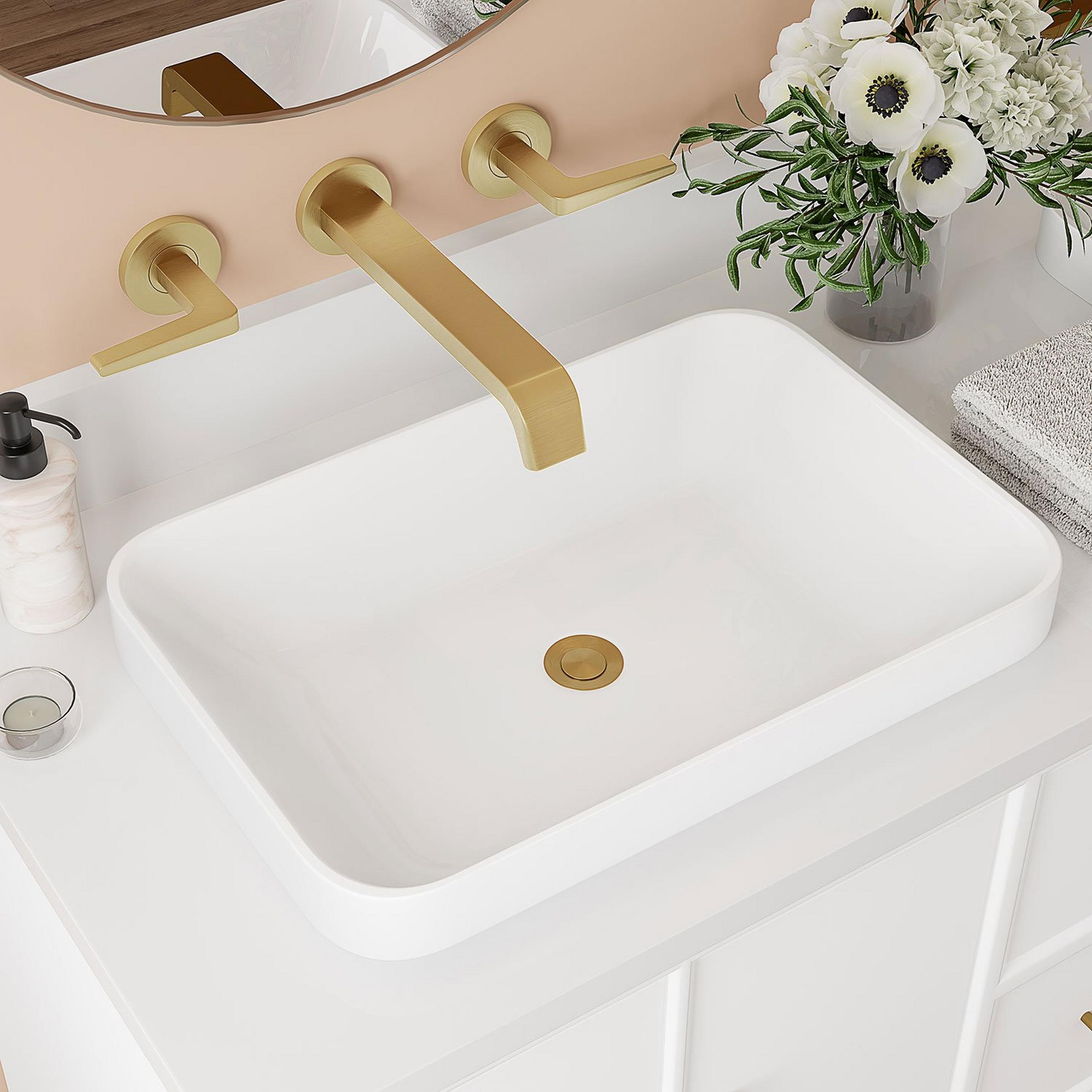 Resser Solid Surface Rectangular Semi-Recessed Sink - White | Signature ...