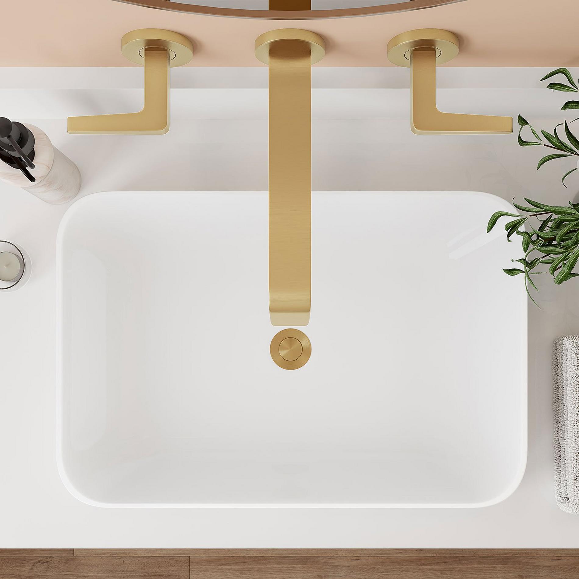 Resser Solid Surface Rectangular Semi-Recessed Sink - White | Signature ...