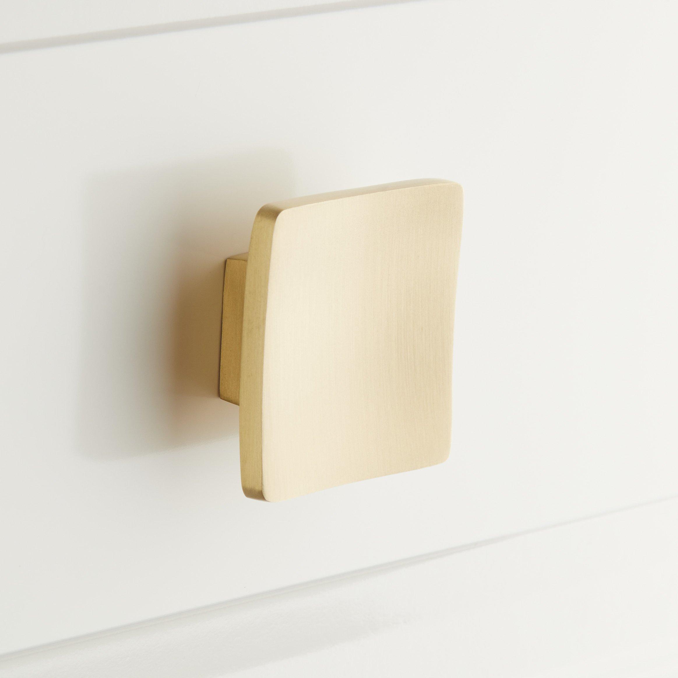 1-3/4 Amun Solid Brass Square Cabinet Knob - Satin Brass | Signature Hardware