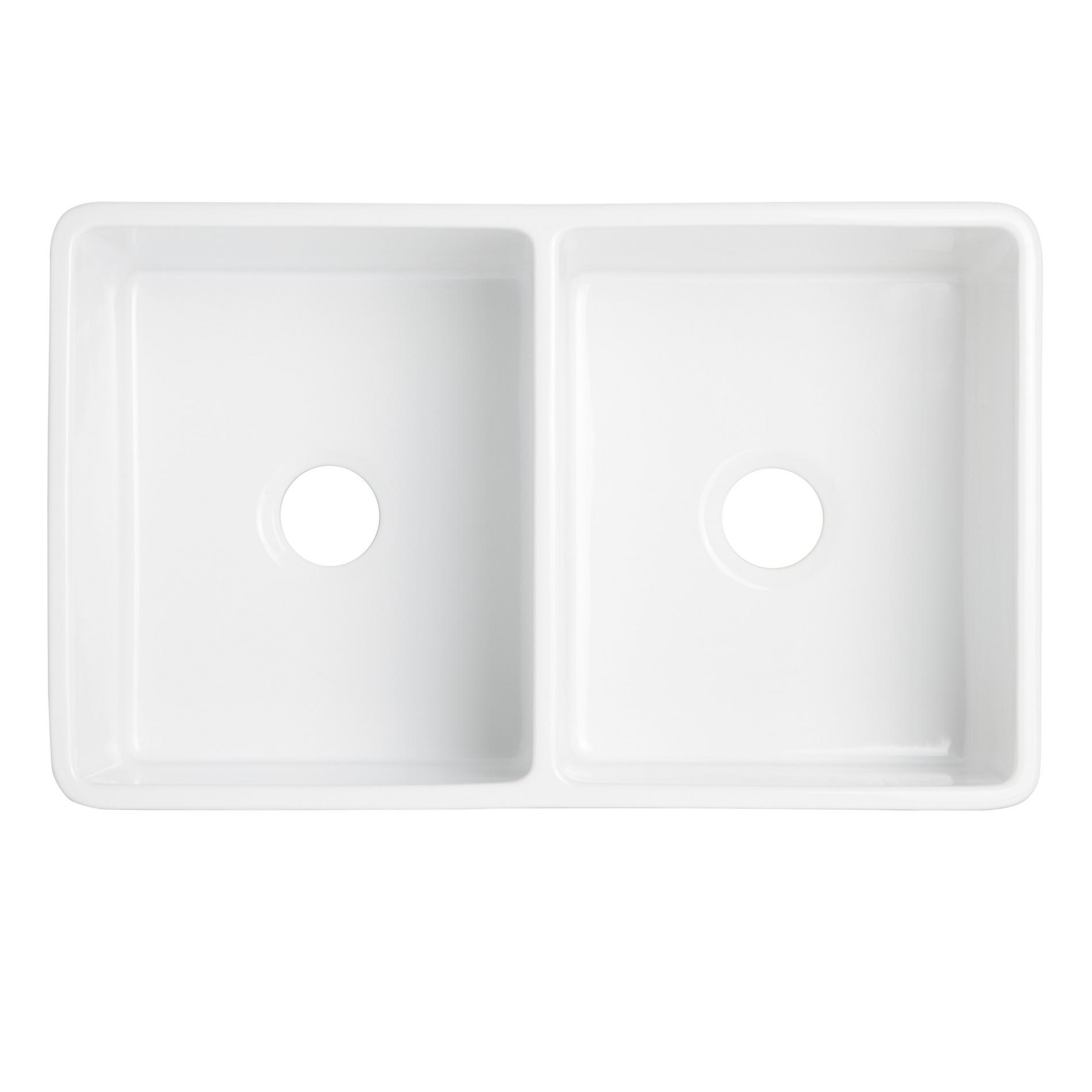 33" Braunig Double-Bowl Fireclay Farmhouse Sink - Gray Floral Motif ...