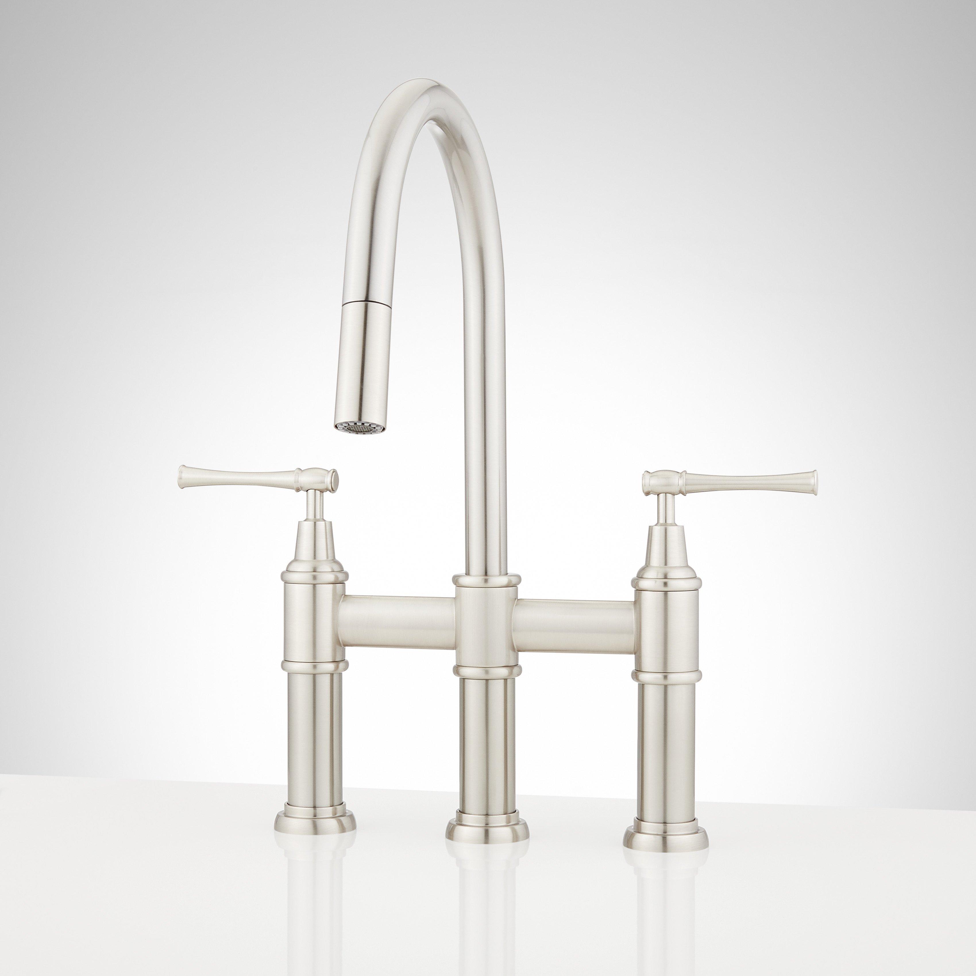Hurston Pull-Down Bridge Kitchen Faucet - Brushed Nickel | Signature ...