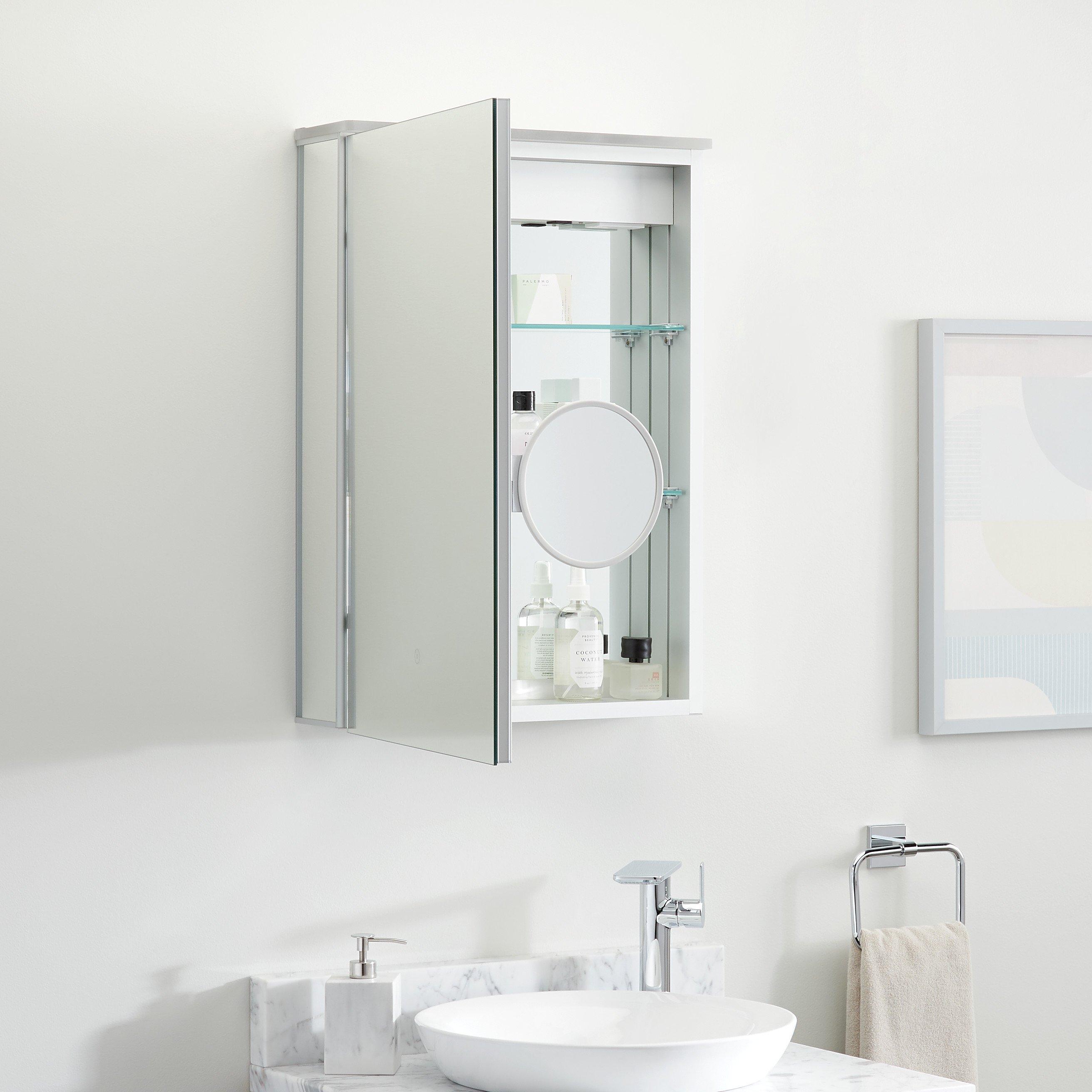 Medicine cabinet with lights and outlet store