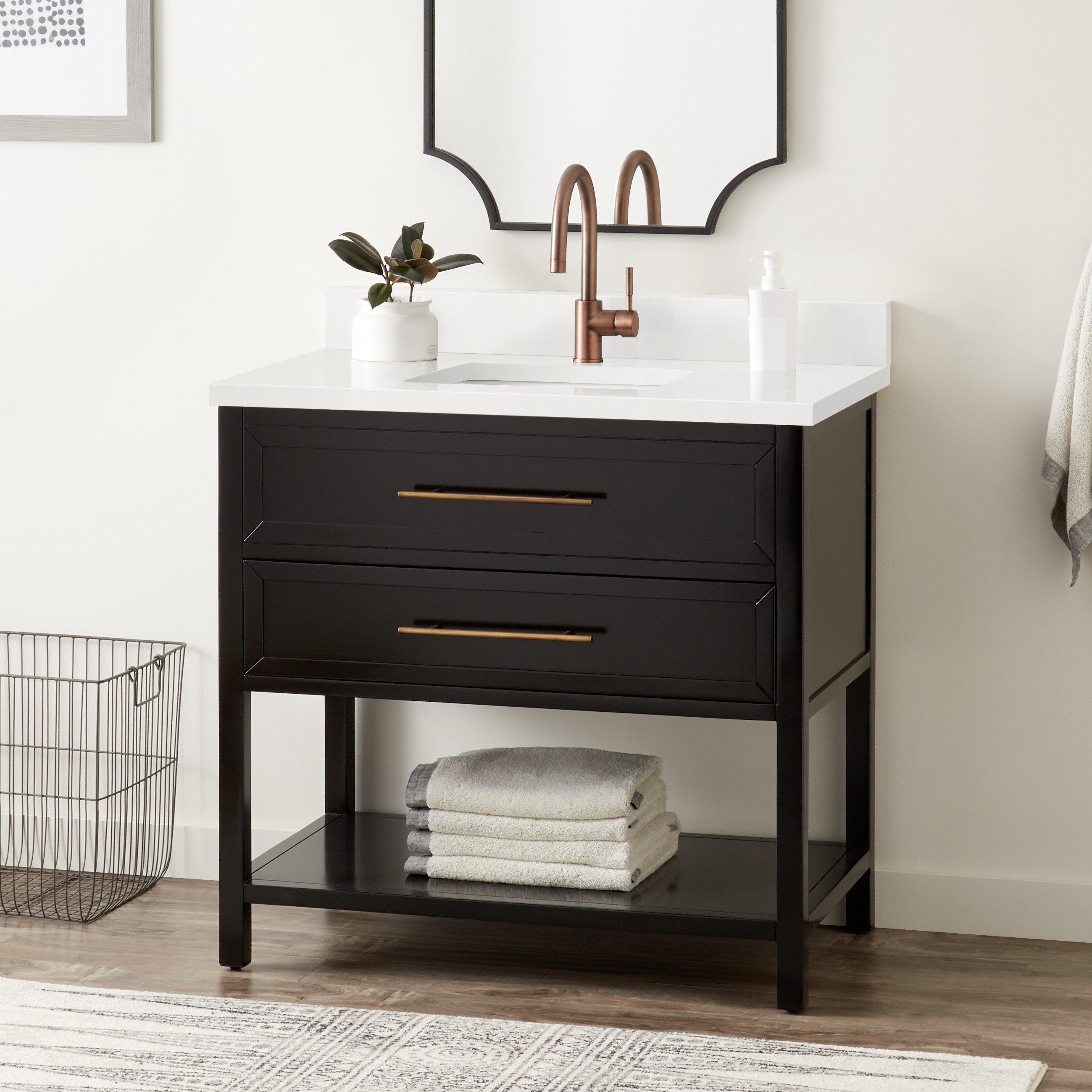 36" Robertson Console Vanity - Black - Arctic White 1 Hole Center - RUM ...