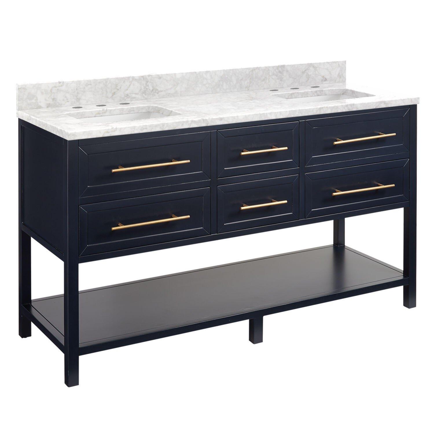 60" Robertson Mahogany Console Double - Midnight Navy - Carrara 8 ...
