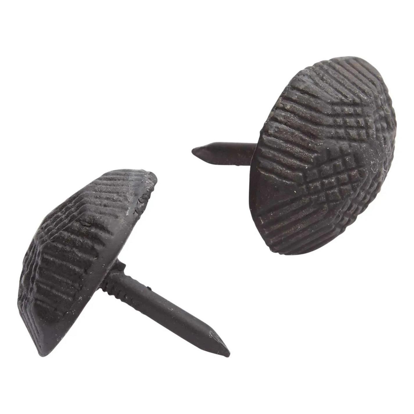 Hand-Forged Iron Oval Knurled Clavos - Set of 6 - Natural Black ...