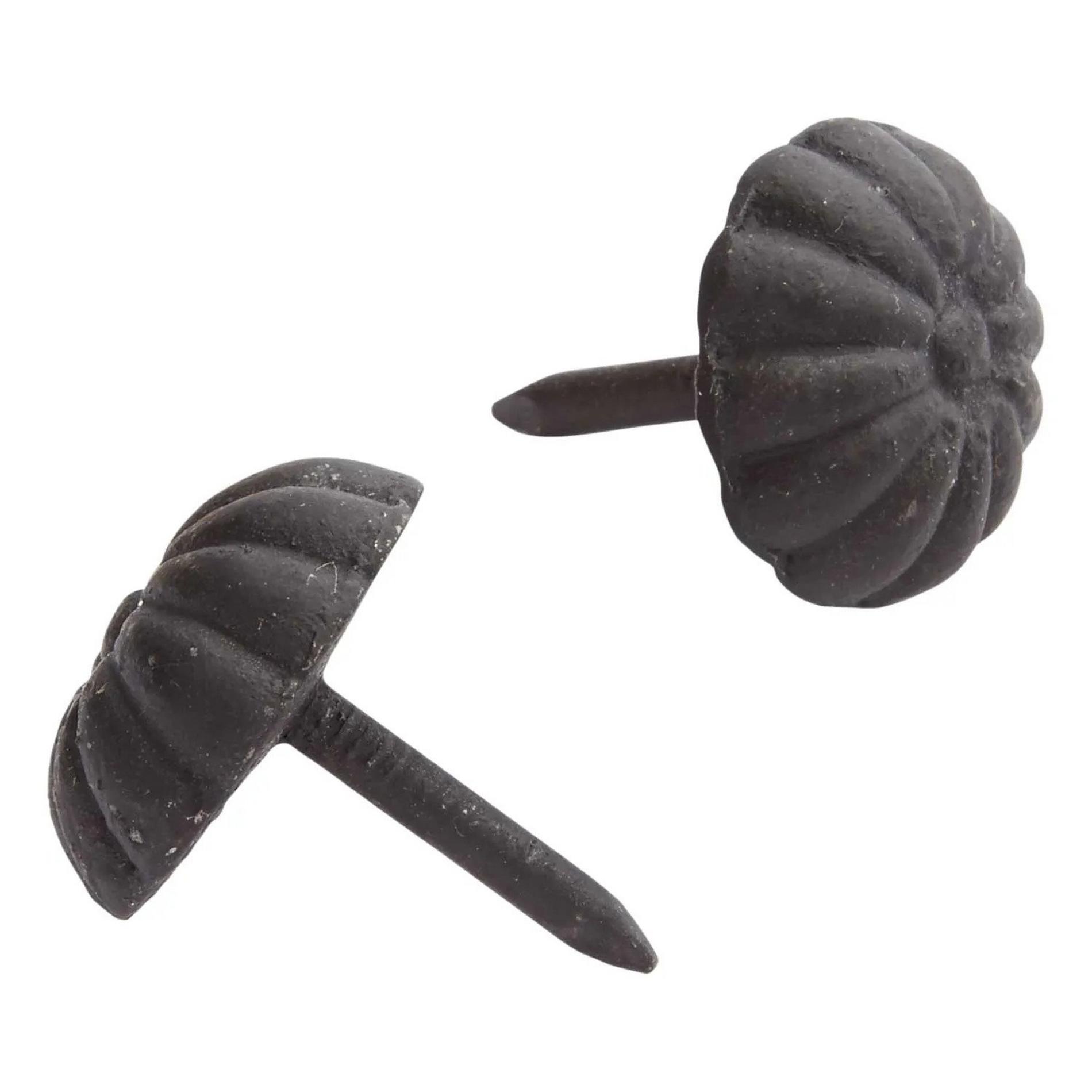 Hand-Forged Iron Round Daisy Clavos - Set of 6 - Natural Black ...