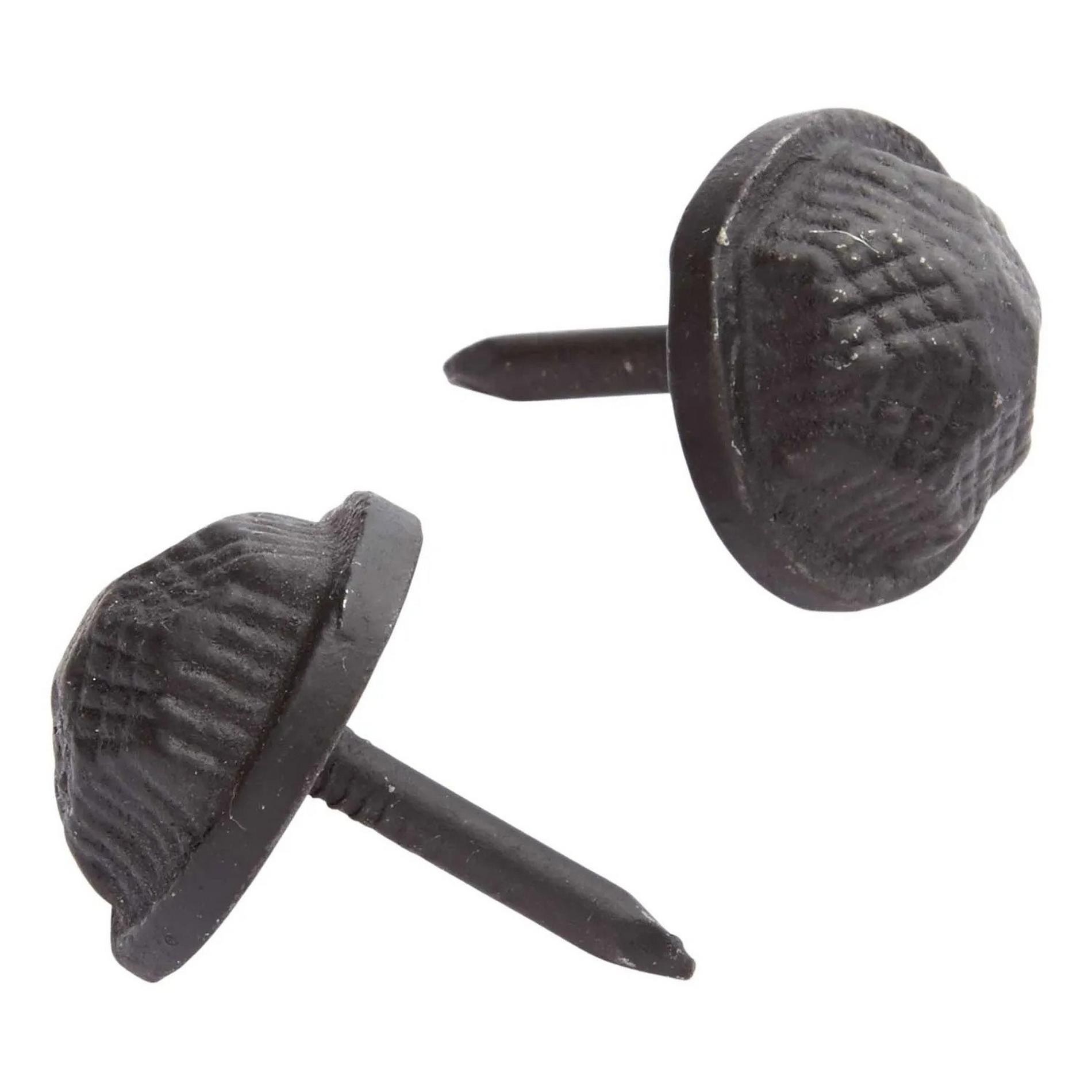 Hand-Forged Iron Round Dome Knurled Clavos - Set of 6 - Natural Black ...