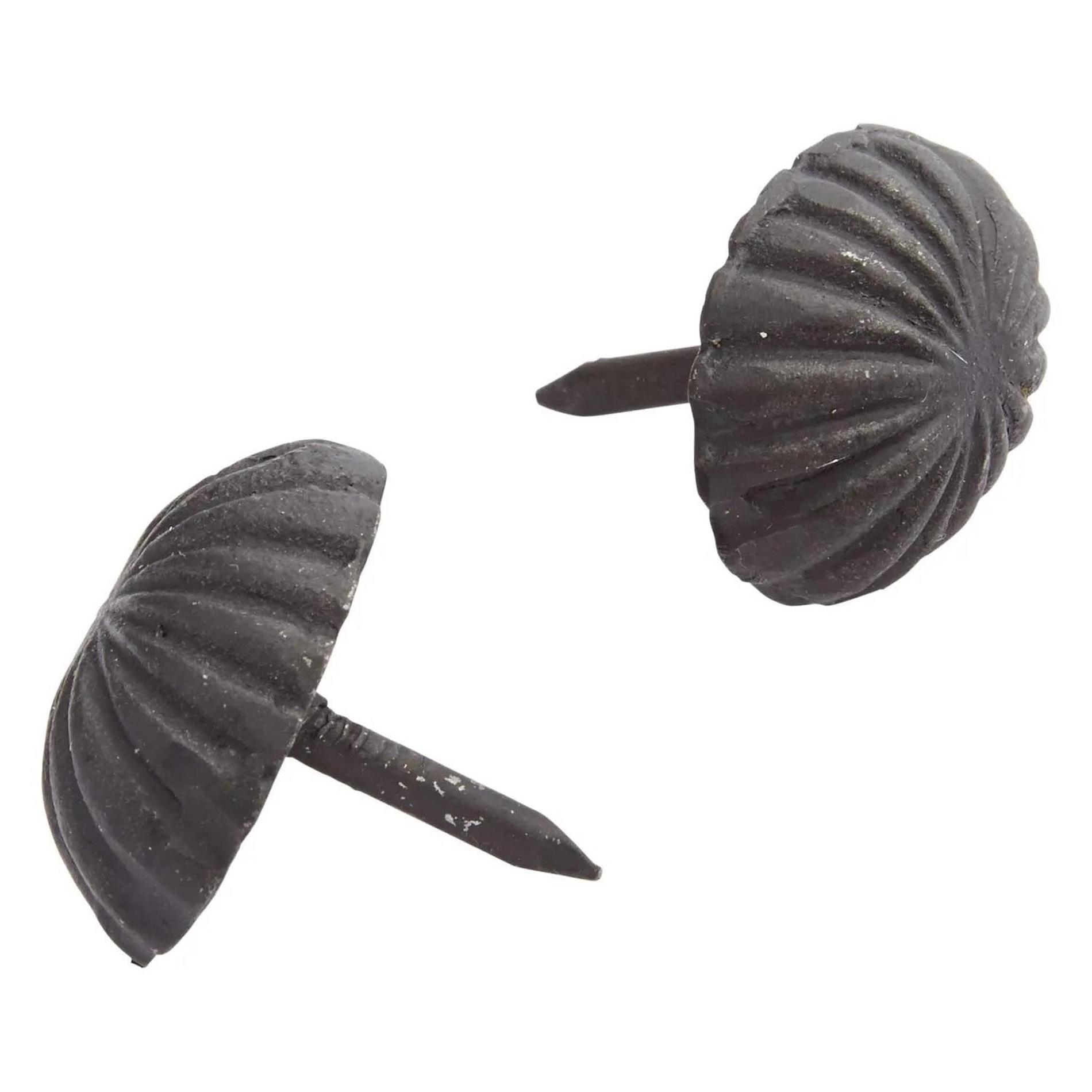 Hand-Forged Iron Oval Floral Clavos - Set of 6 - Natural Black ...