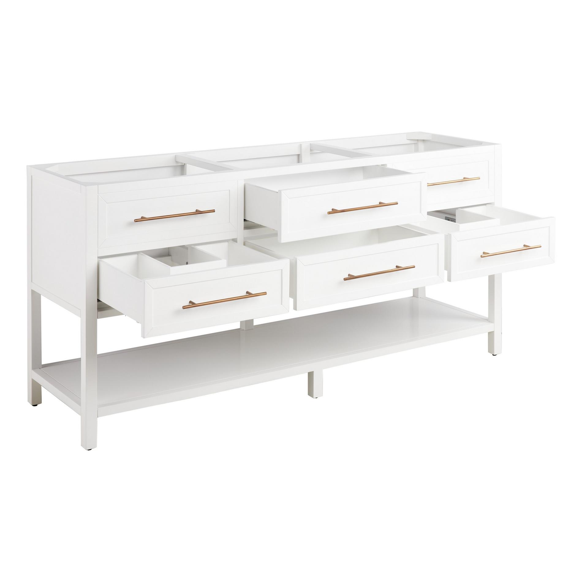 72" Robertson Double Console Vanity for Undermount Sinks - Bright White ...
