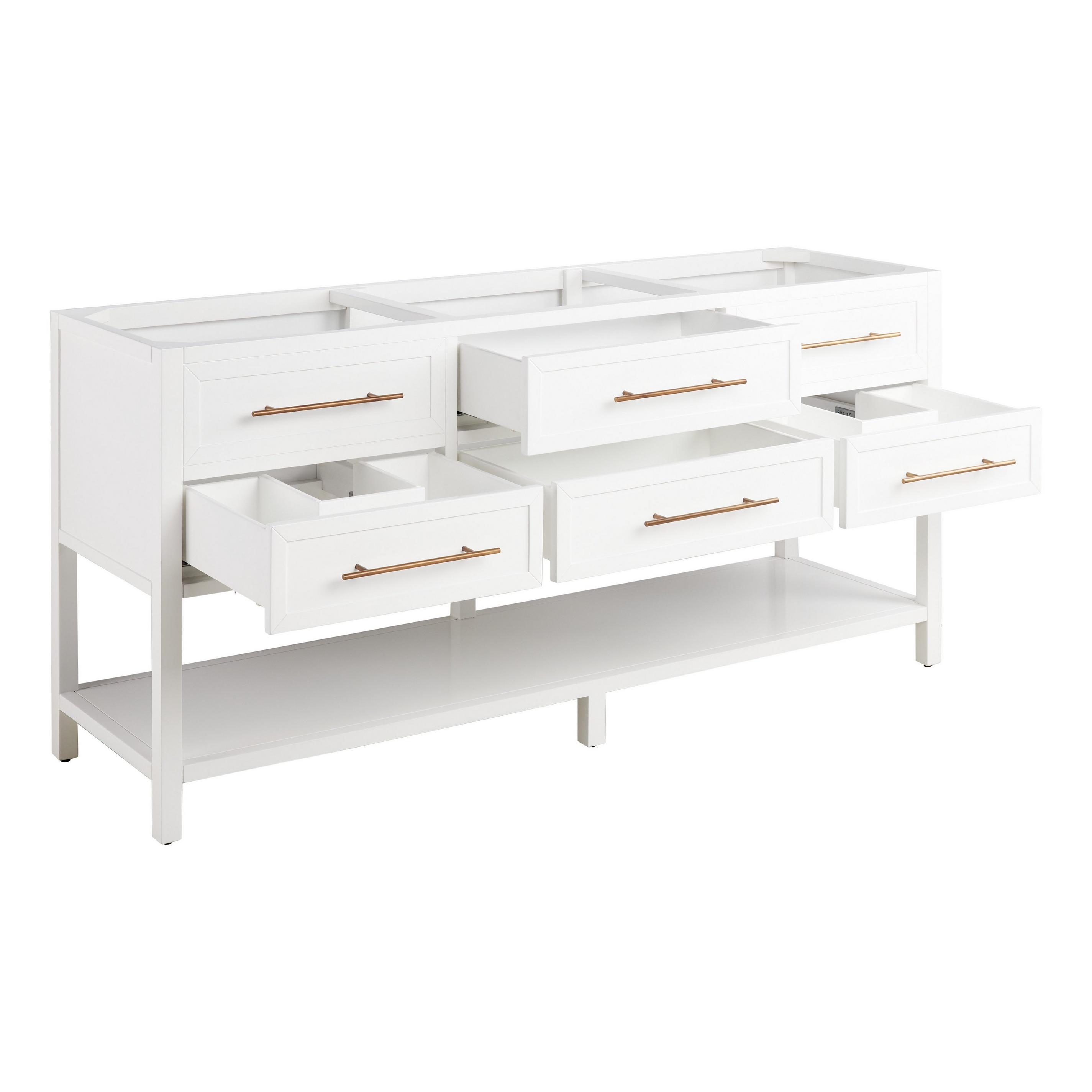 72" Robertson Double Console Vanity for Undermount Sinks - Bright White ...