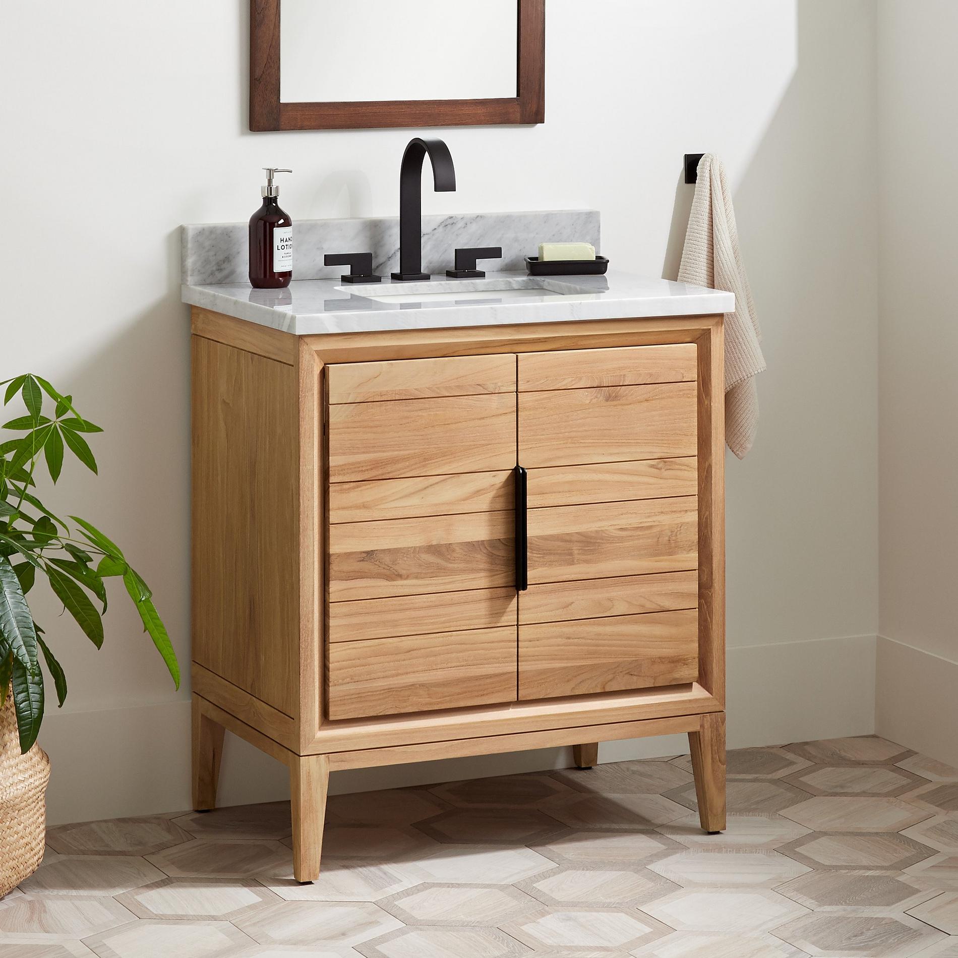 30" Aliso Teak Vanity for Rectangular Undermount - Natural Teak ...