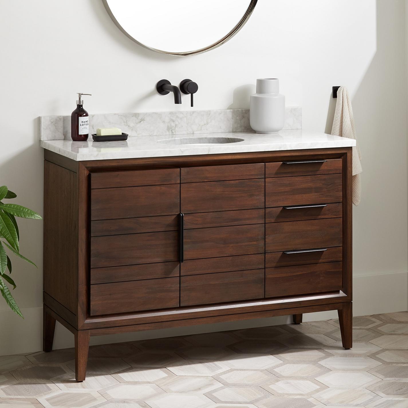48" Aliso Teak Vanity for Undermount Sink - Java | Signature Hardware