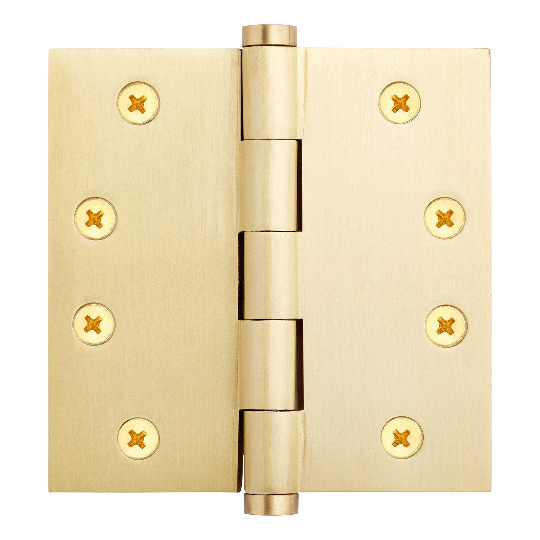 4" Solid Brass Mortise Door Hinge - Satin Brass | Signature Hardware