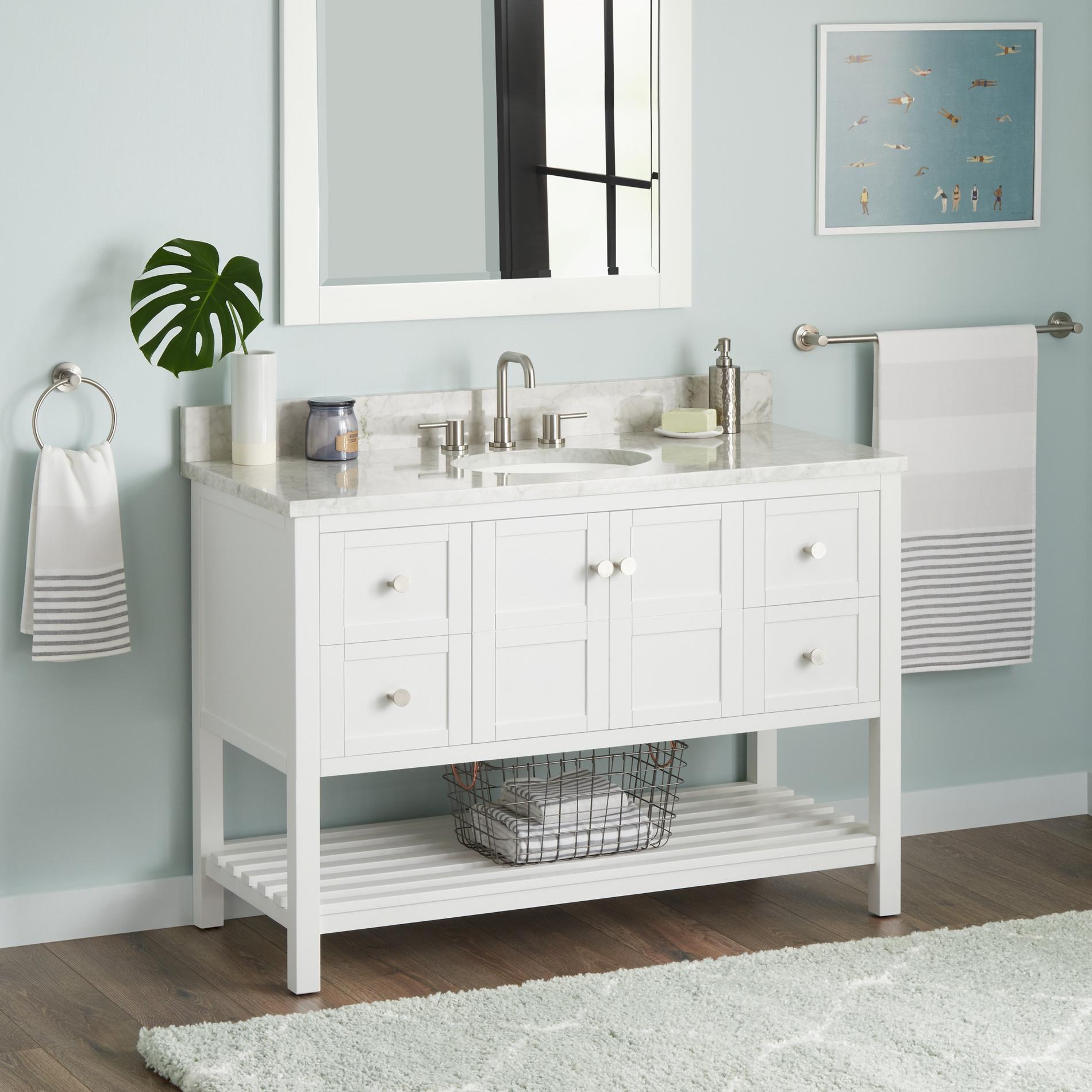 48" Olsen Console Vanity Undermount Sink - Soft White | Signature Hardware