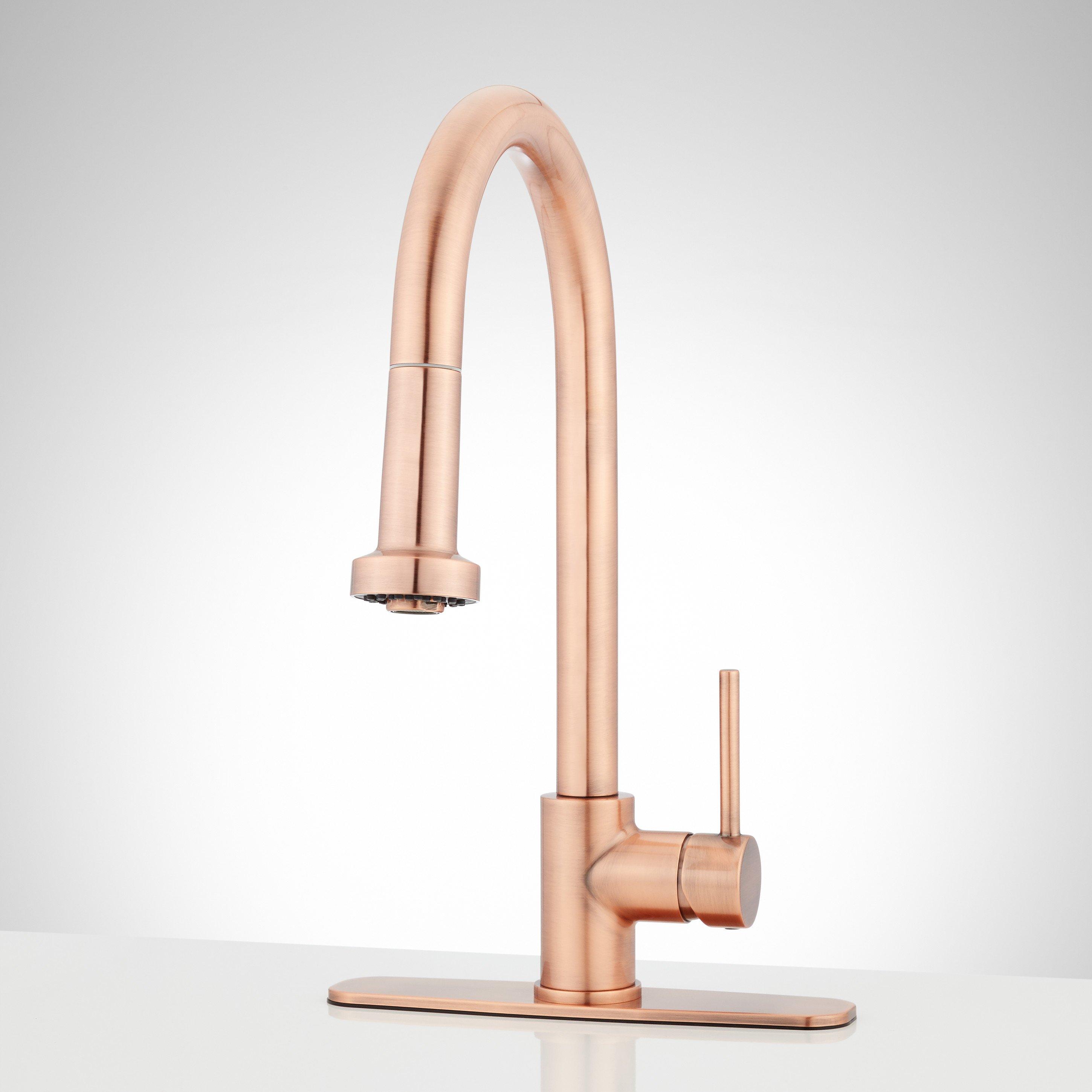 Ridgeway Pull-Down Kitchen Faucet with Deck Plate - Satin Copper ...
