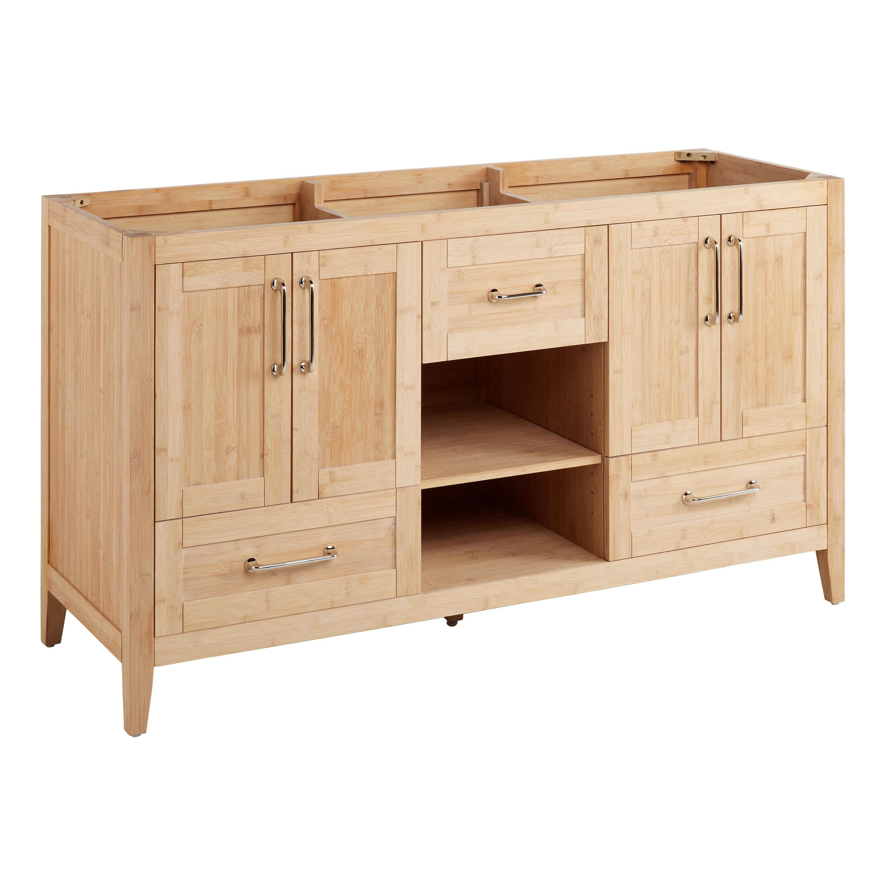 60" Burfield Bamboo Double Vanity for Undermount Sinks - Natural Bamboo ...