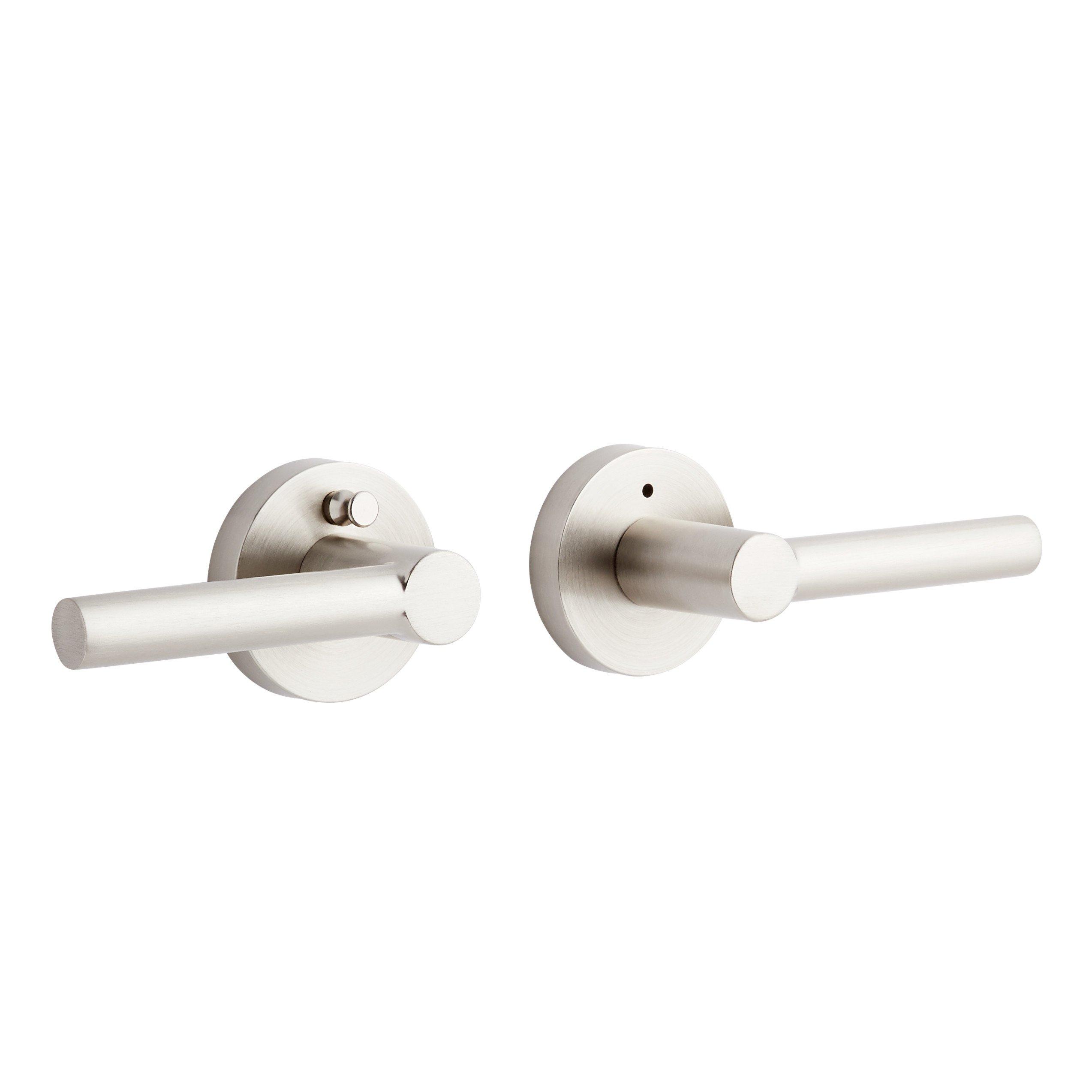 Ewing Privacy Set - Round Rosette - Round Rod Lever Handle - Brushed ...