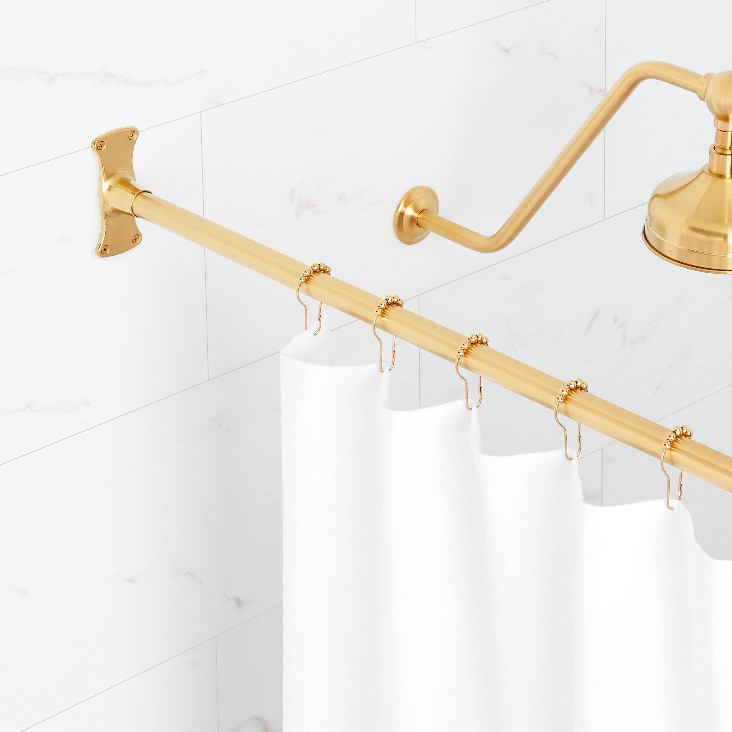 60" Straight Solid Brass Shower Rod - Brushed Gold | Signature Hardware