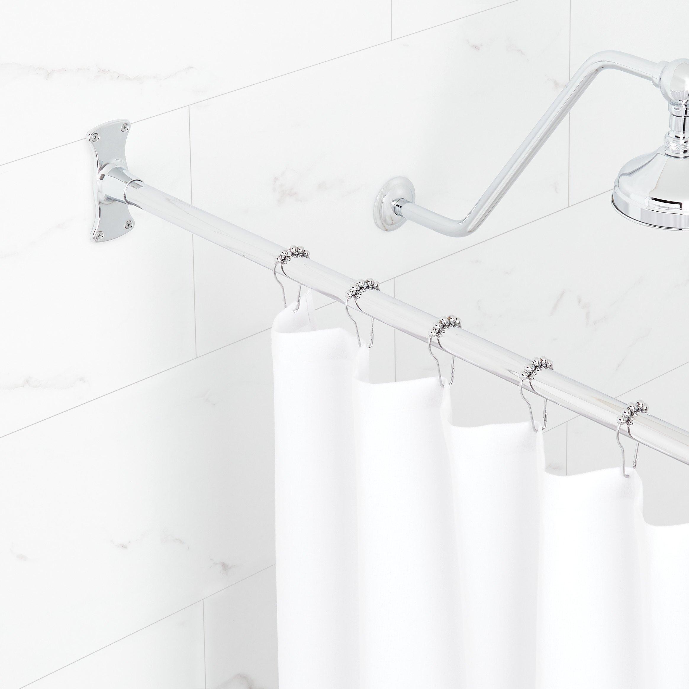 60" Straight Solid Brass Shower Rod - Chrome | Signature Hardware