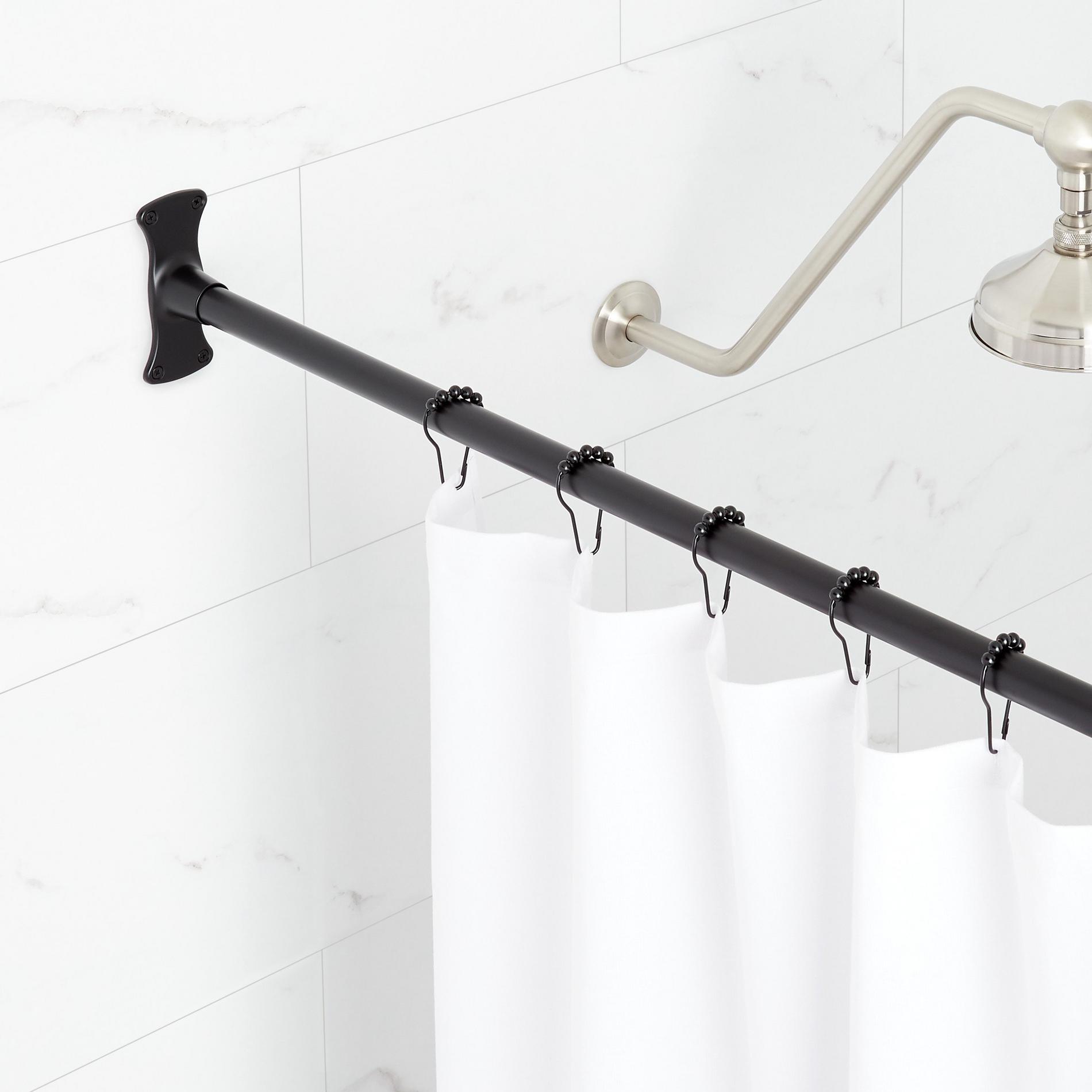 60" Straight Solid Brass Shower Rod - Matte Black | Signature Hardware