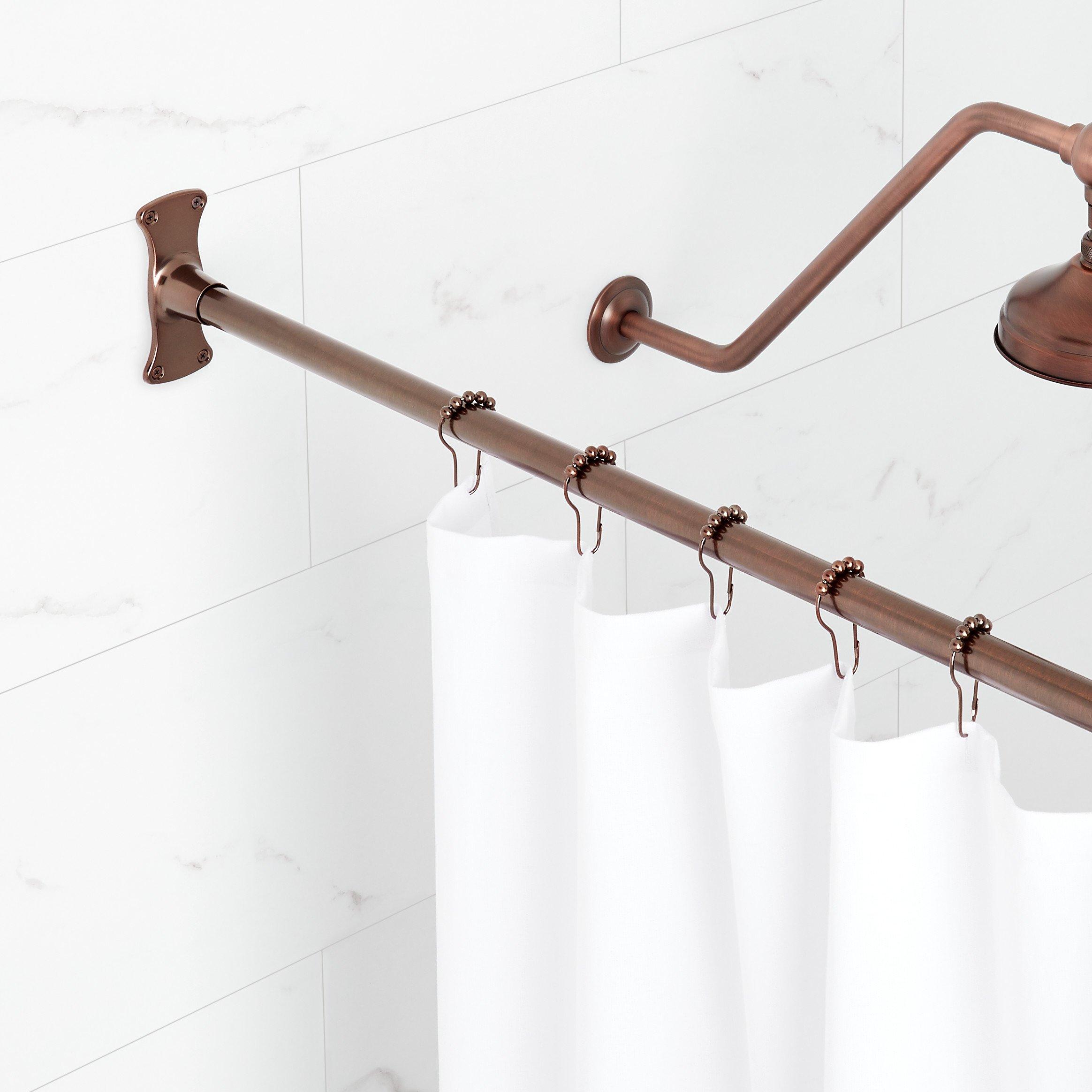72" Straight Solid Brass Shower Rod - Oil Rubbed Bronze | Signature ...