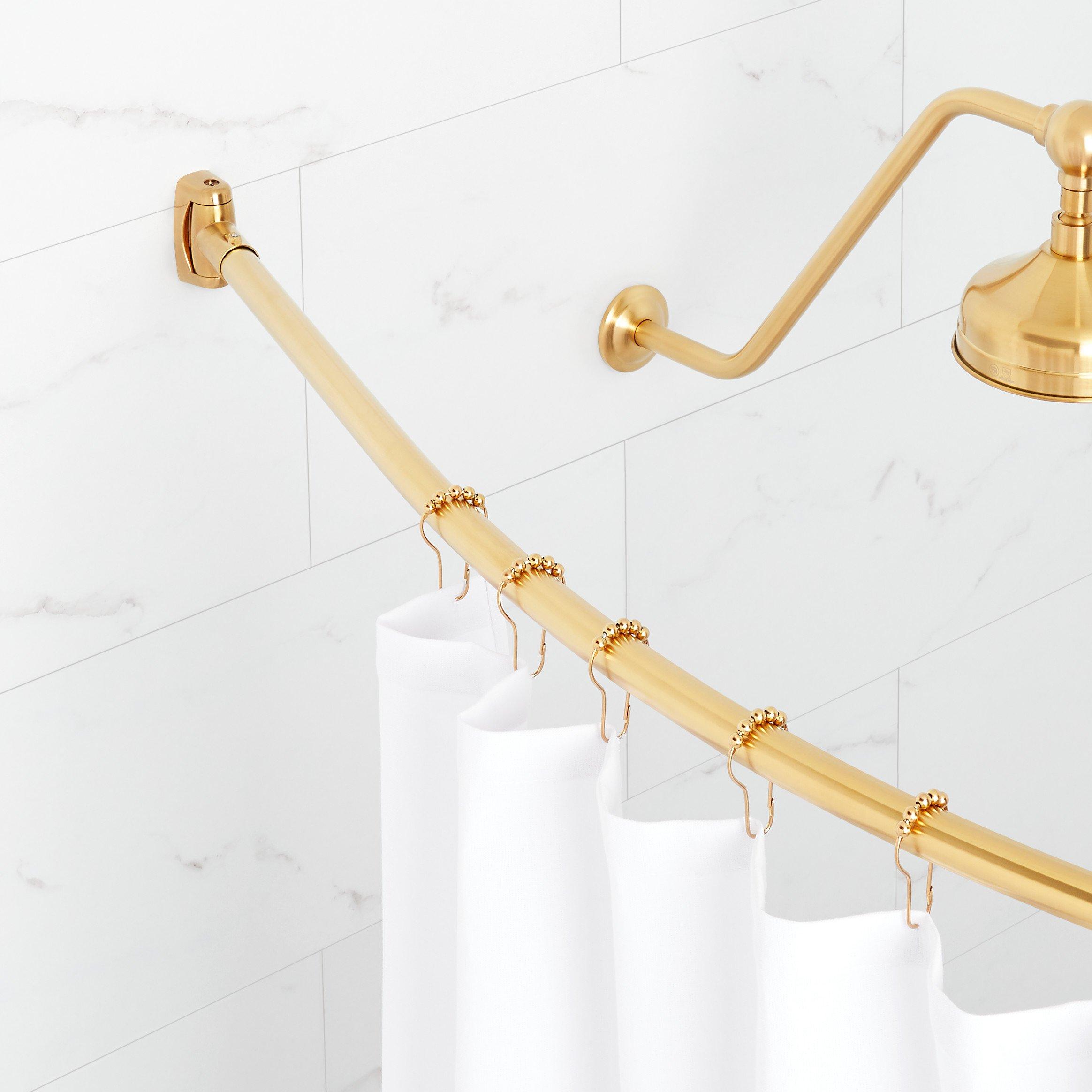 60" Curved Solid Brass Shower Rod - Brushed Gold | Signature Hardware