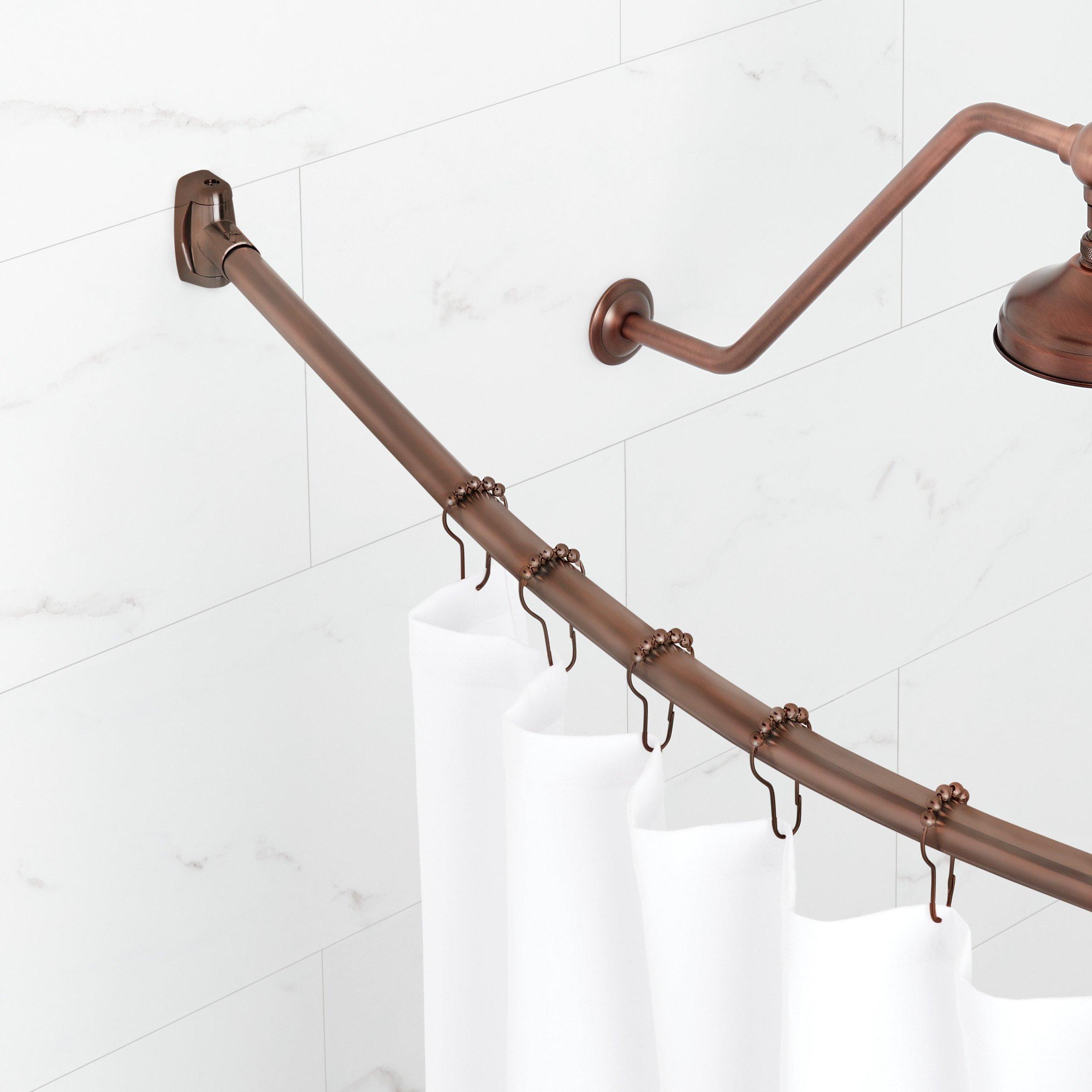 60" Curved Solid Brass Shower Rod - Oil Rubbed Bronze | Signature Hardware