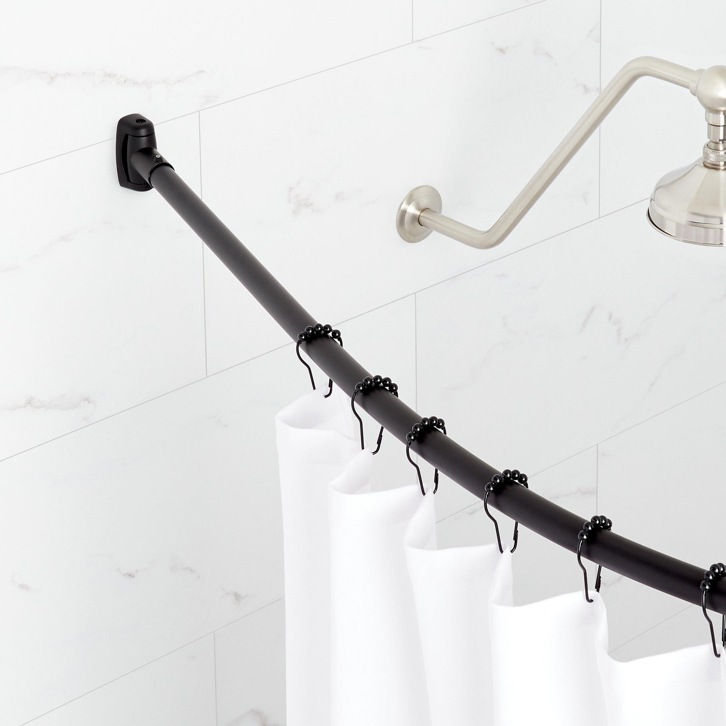 72 Curved Solid Brass Shower Rod Matte Black