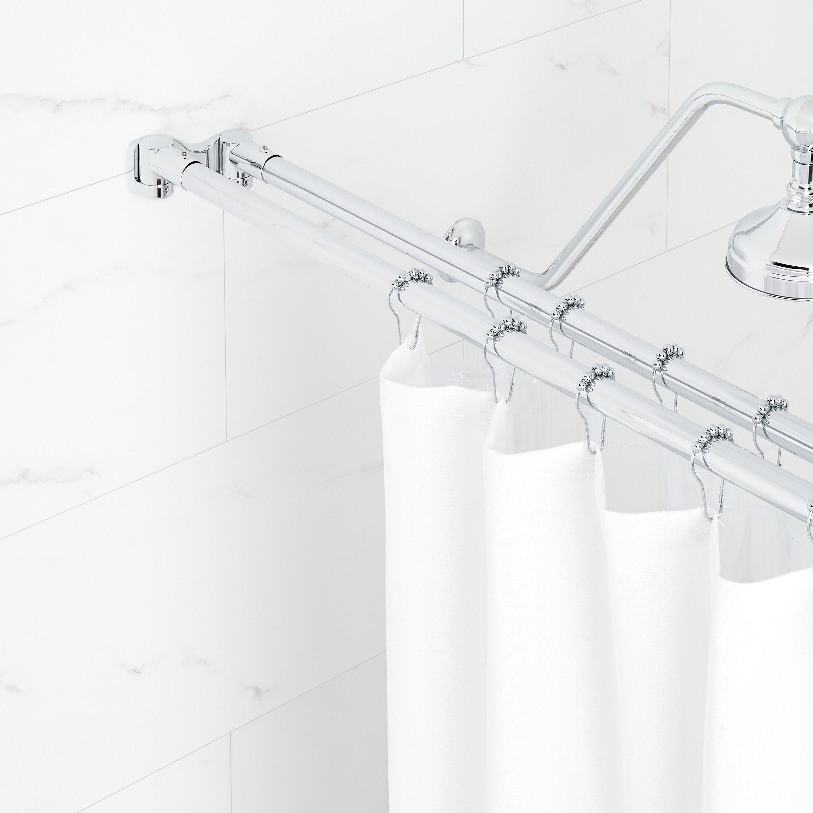 60" Straight Double Solid Brass Shower Curtain Rod - Chrome | Signature ...