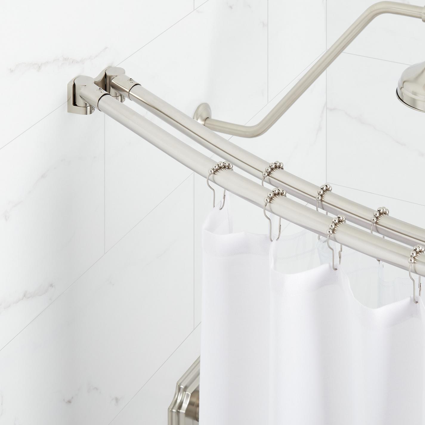 Curved Double Solid Brass Shower Curtain Rod | Signature Hardware