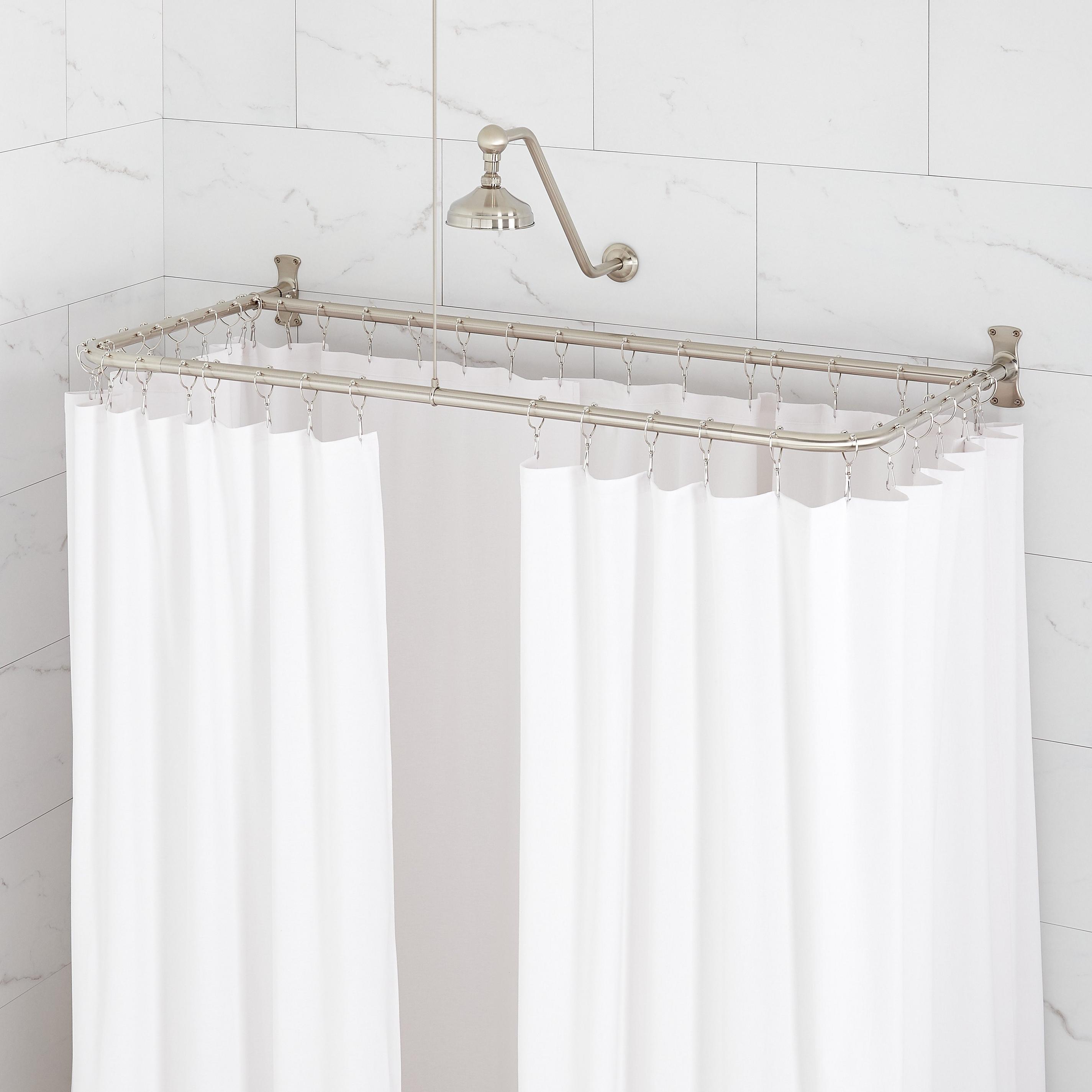 D-Shaped Solid Brass Shower Curtain Rod | Signature Hardware