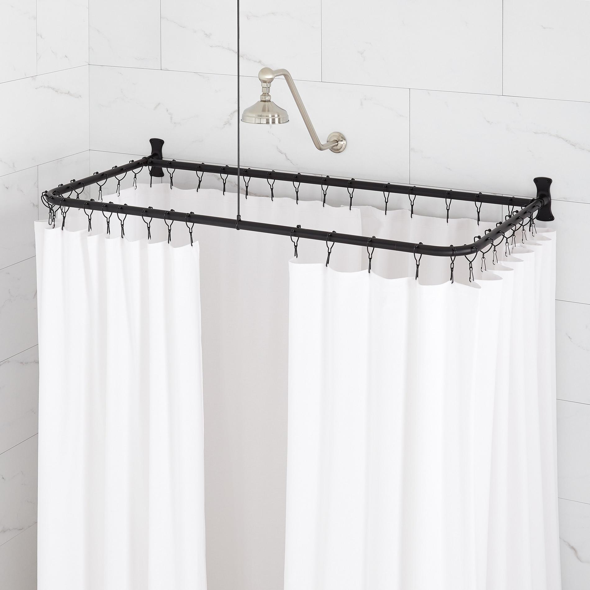 D-Shaped Solid Brass Shower Curtain Rod | Signature Hardware