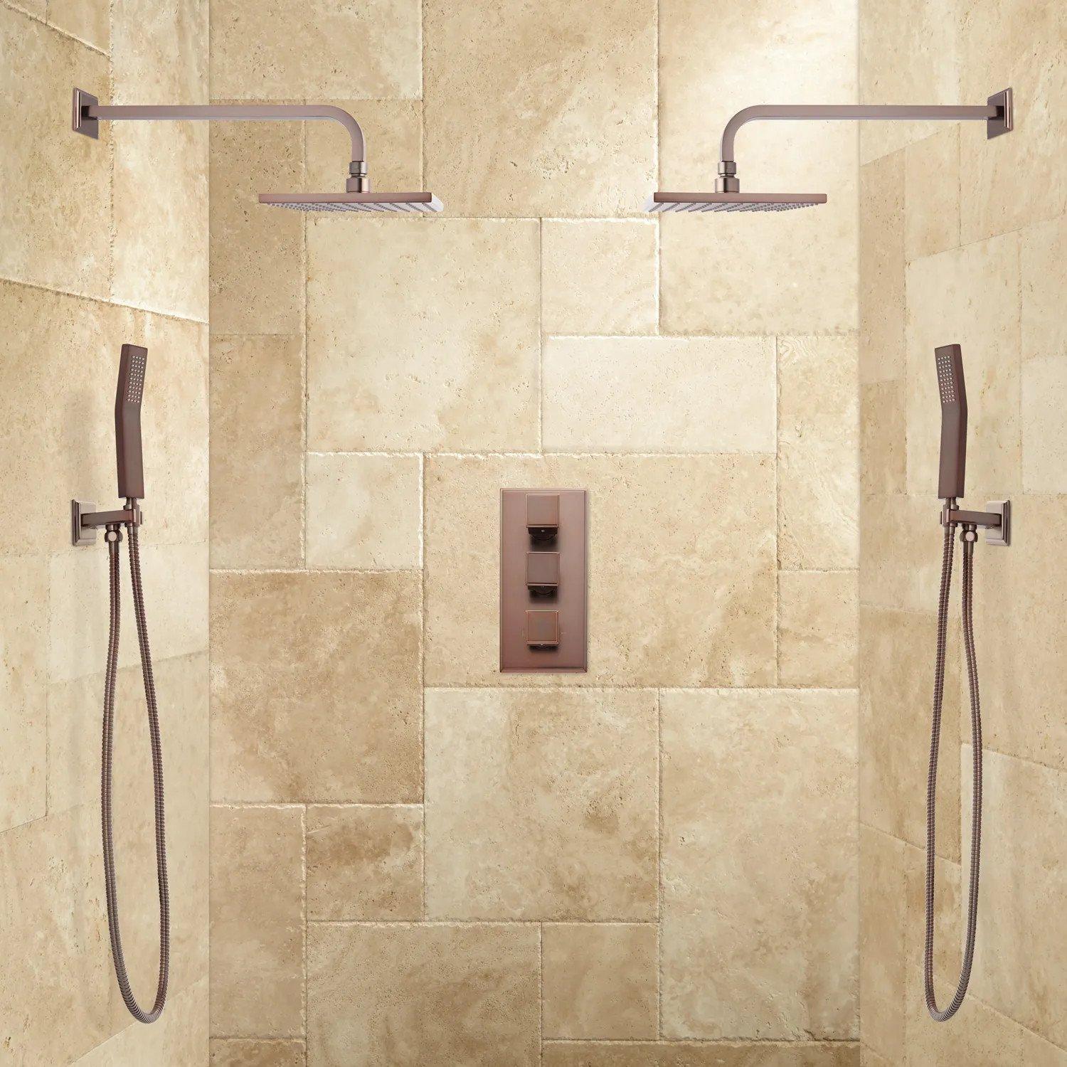 Ryle Dual Wall-Mount Rainfall Shower System with Hand Shower ...