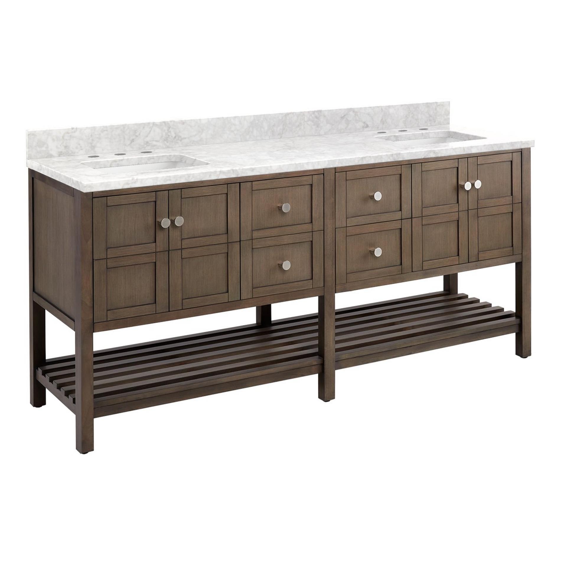 72" Olsen Double Console Vanity - Ash Brown - BN Hdwe - Undermount ...