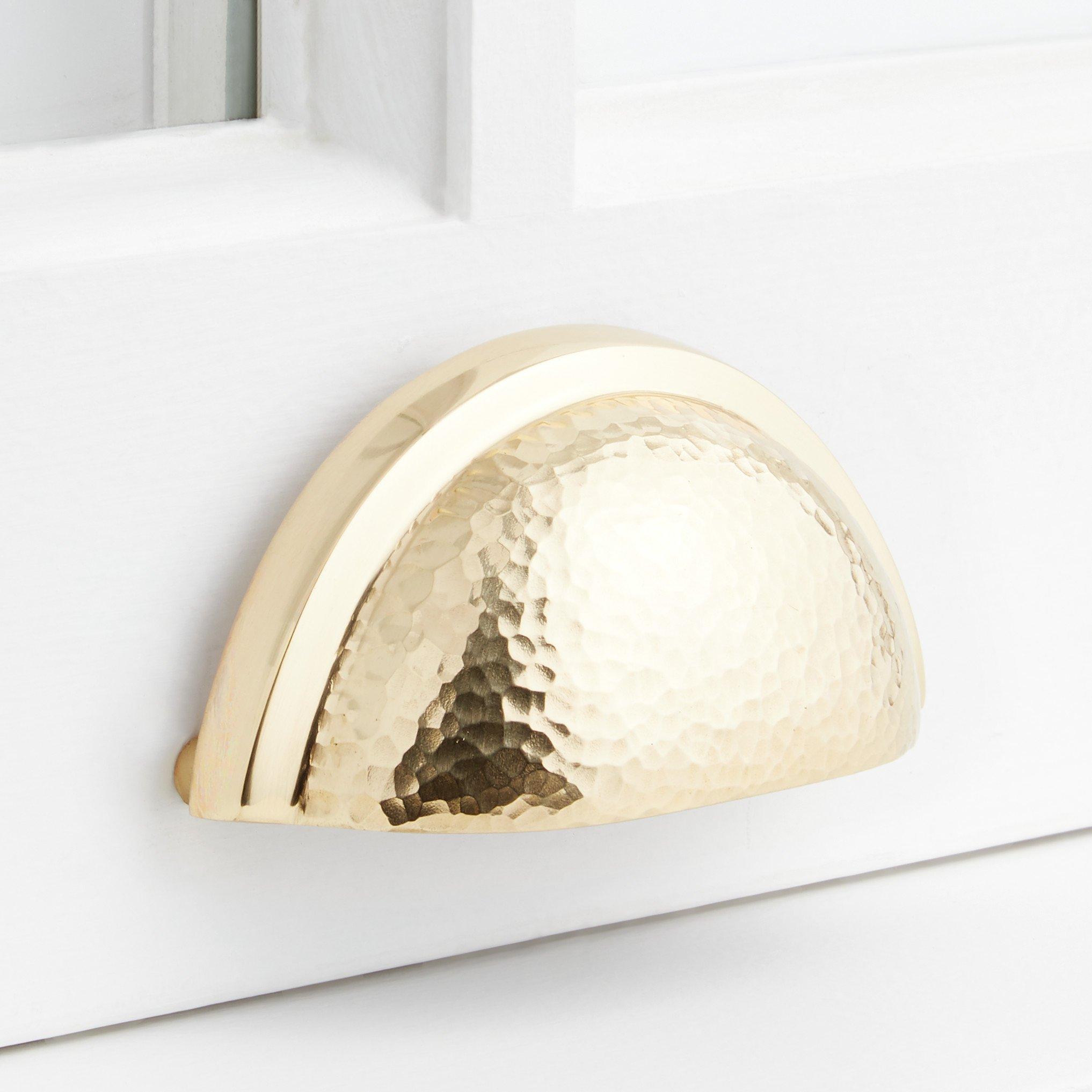 3-1/4" - Hammered Brass Cup Pull - Polished Brass | Signature Hardware