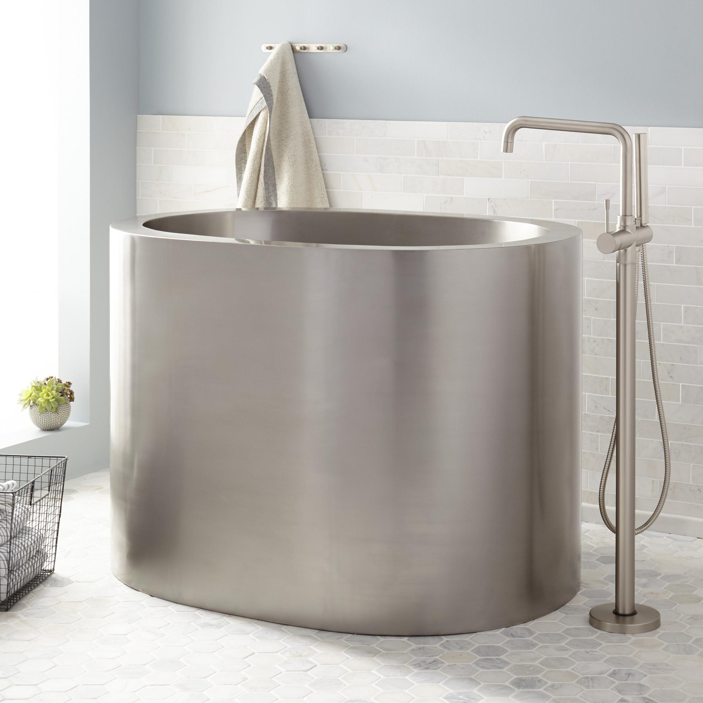 48" Raksha Stainless Steel Japanese Soaking Tub | Signature Hardware