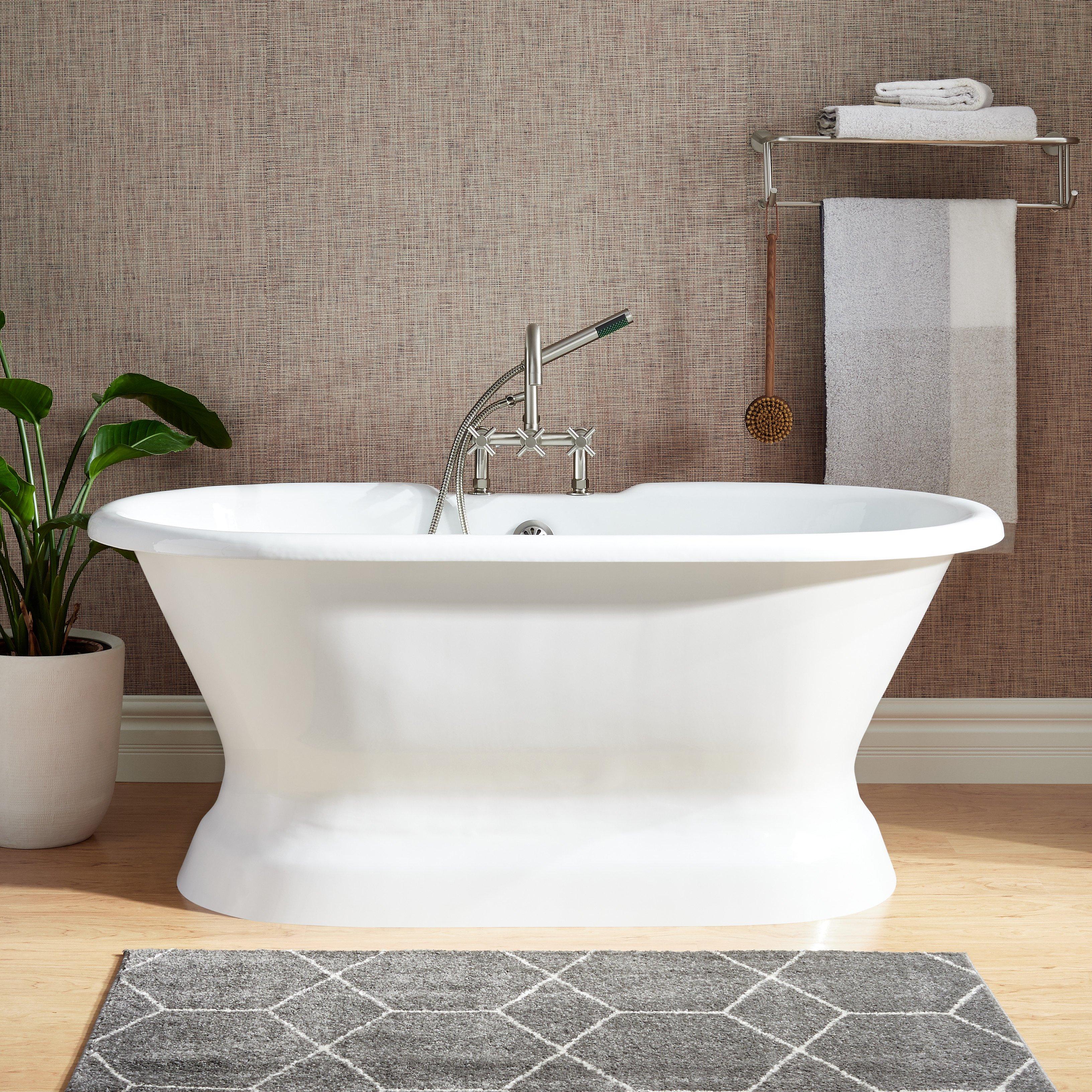 60" Henley Cast Iron Double-Ended Pedestal Tub - White - 7" Rim Holes ...