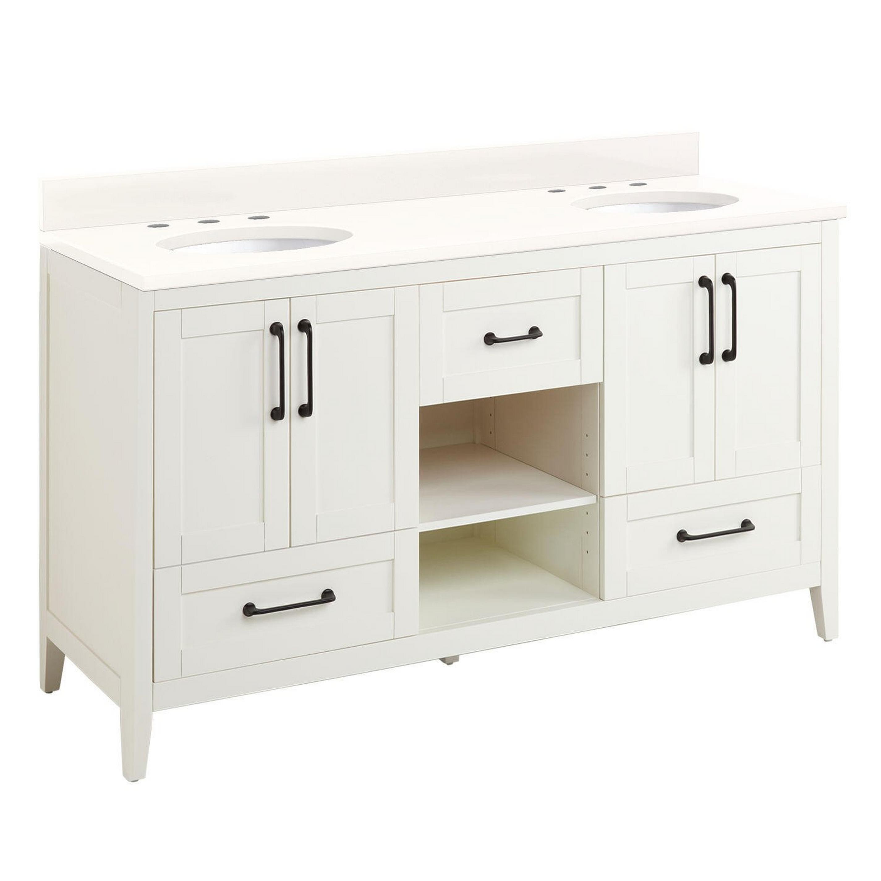 60" Burfield Double Vanity for Undermount Sinks - White - Arctic White ...