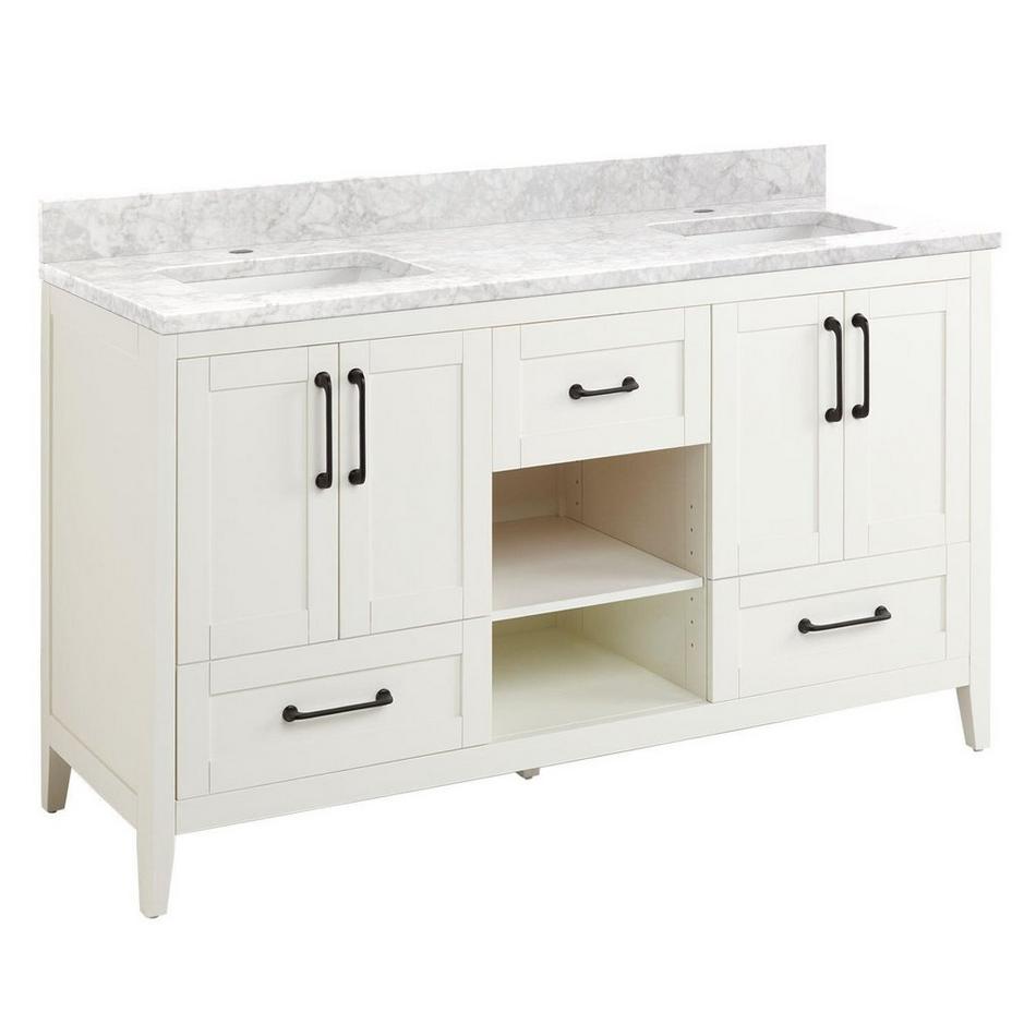 60" Burfield Double Vanity for Rect Undermount Sinks - White - Carrara ...