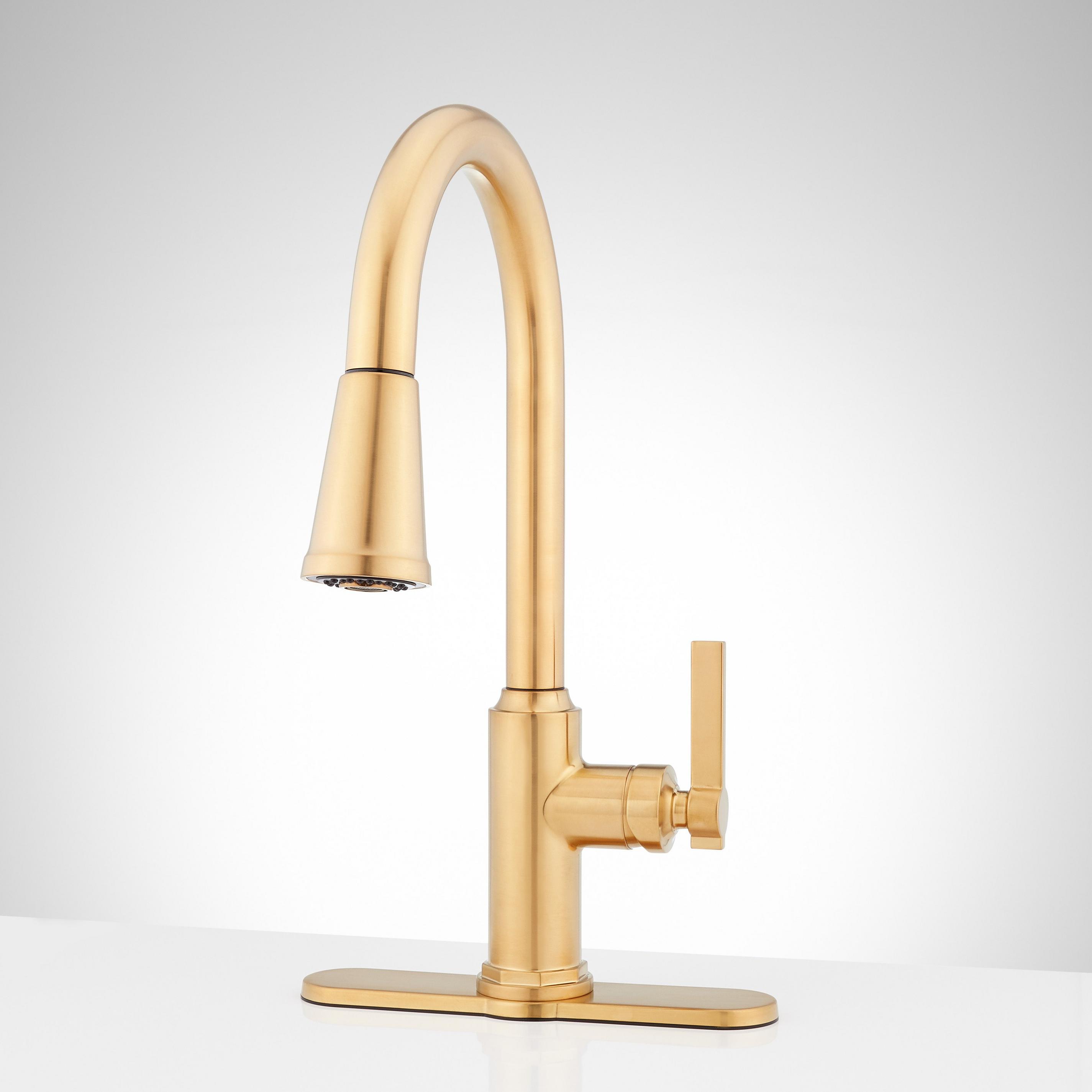Greyfield Single-Hole Pull-Down Kitchen Faucet - Brushed Gold ...