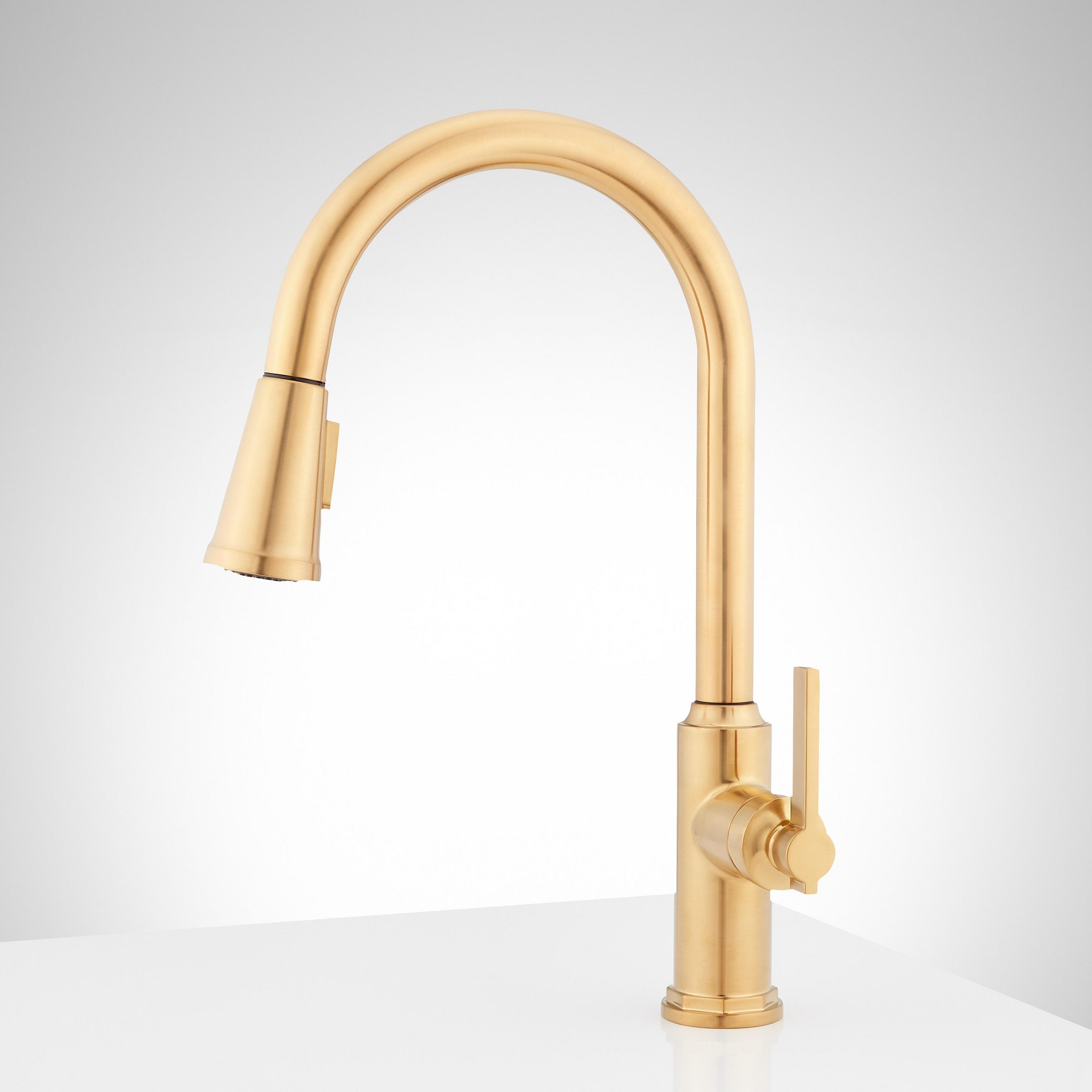 Greyfield Single-Hole Pull-Down Kitchen Faucet - Brushed Gold | Signature Hardware